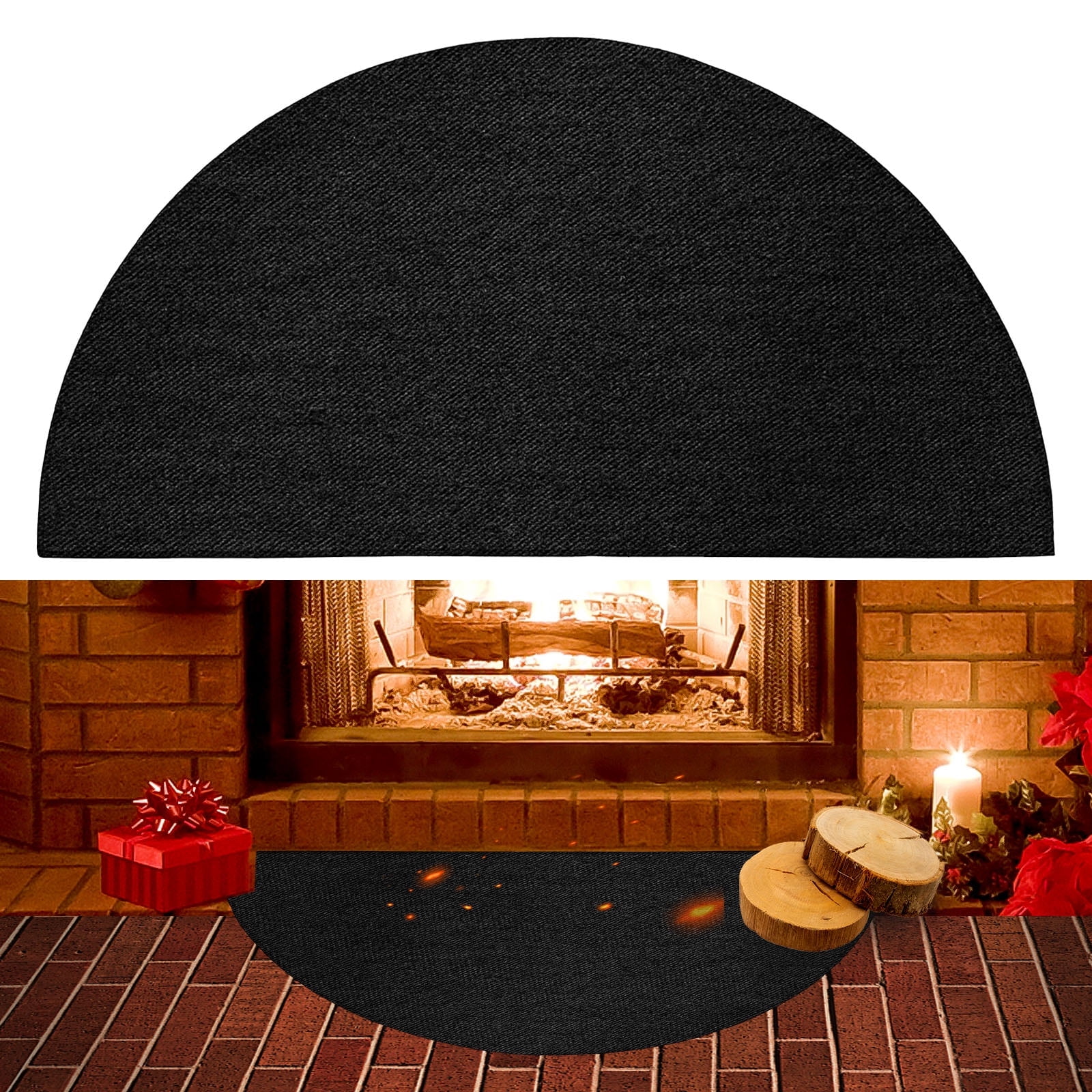 Fireproof Hearth Rug, 24x42'' Half Round, Fire Resistant, Ember & Oil ...