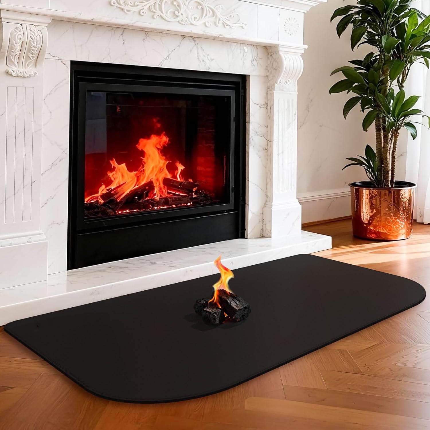 Fireproof Indoor Fireplace Mat, Outdoor Flame-Resistant Pad Fiberglass ...