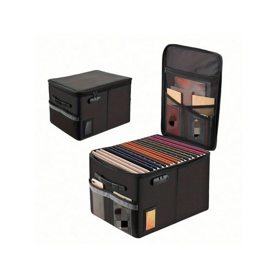Fireproof Lockable File Box with Handle, Collapsible Anti-Static ...