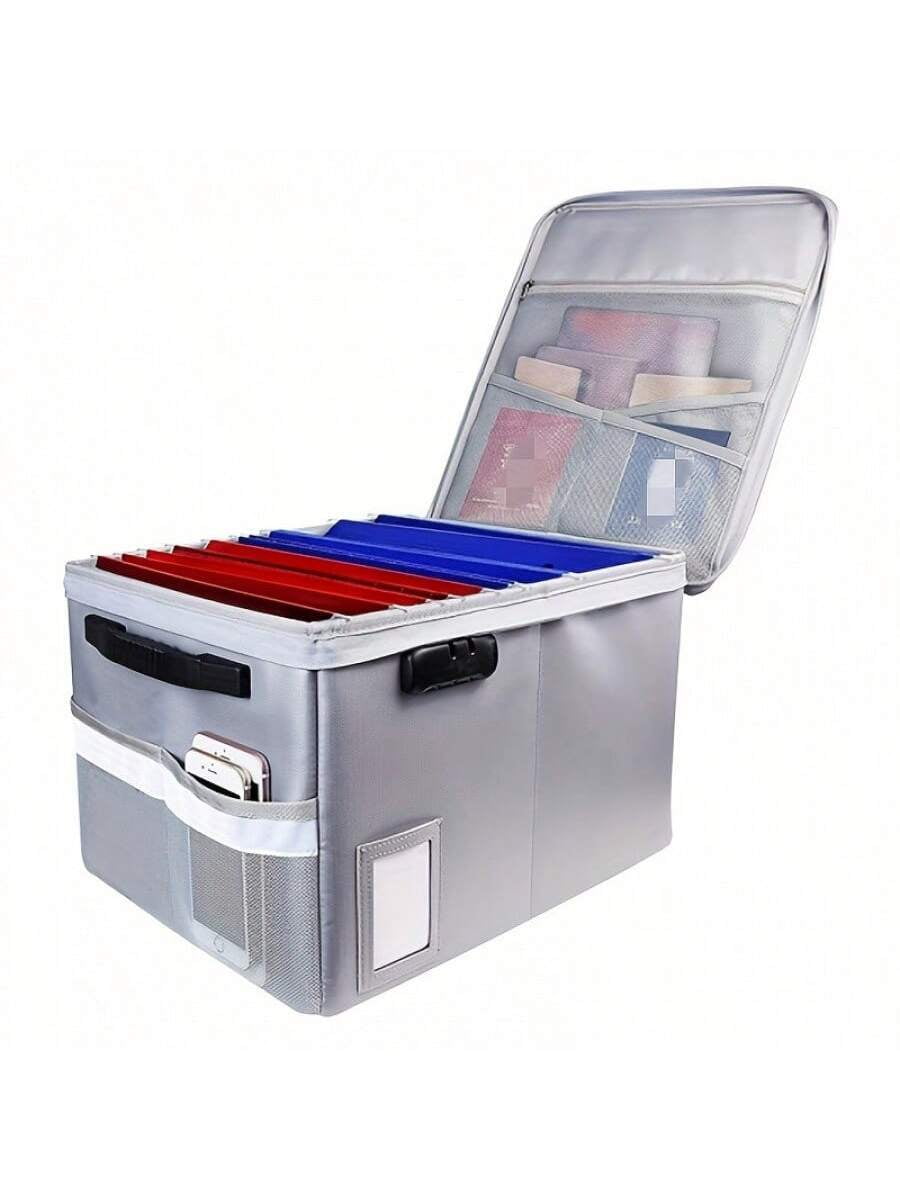 Fireproof Lockable File Box with Handle, Collapsible Anti-Static ...