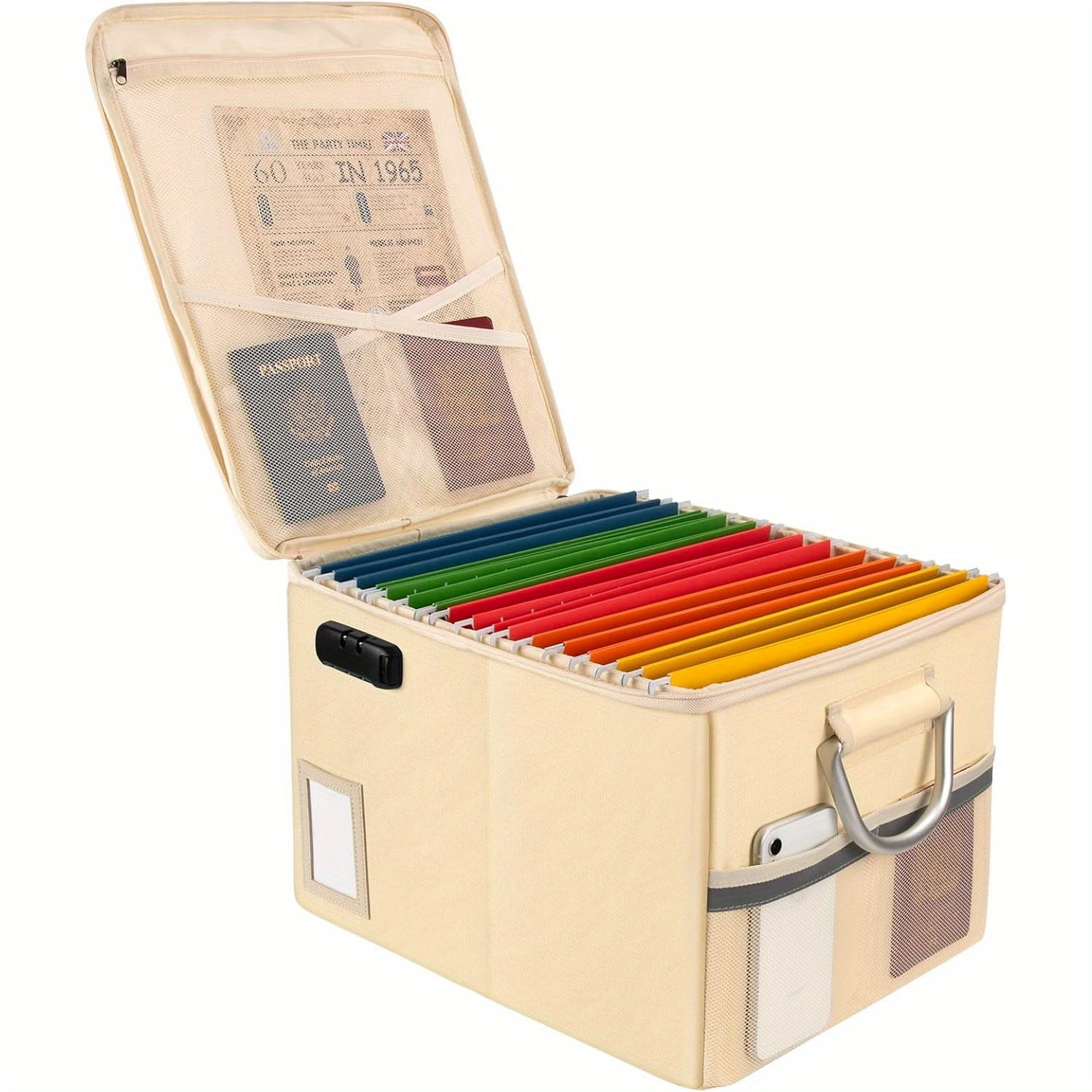 Fireproof Lockable File Box with Zipper Lid – Collapsible File ...