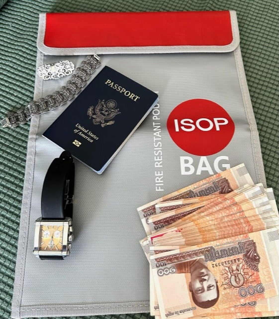 Fireproof Money Safe Document Bag 15" x 11" Fire Resistant Document ...