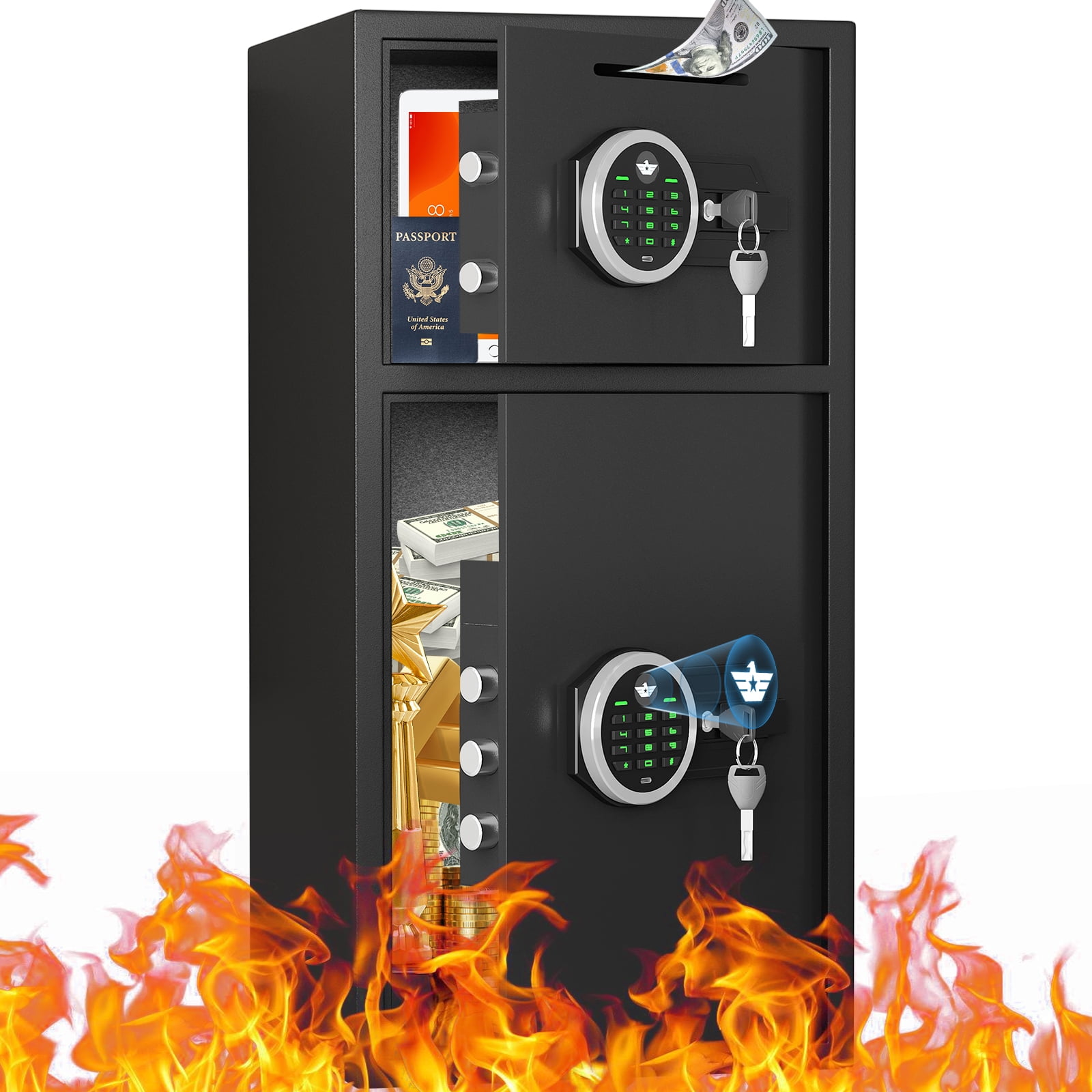 Fireproof Safe Box, 6.0 Cub Heavy Duty Large Safe with Dual Alarm ...