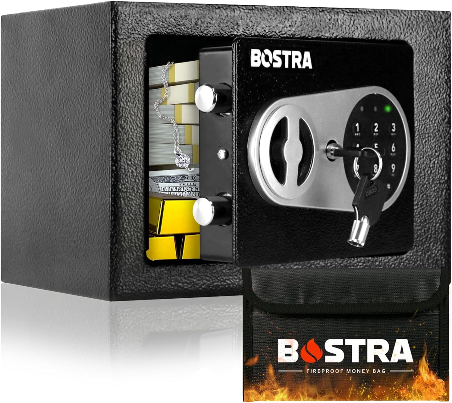 Fireproof Safe Box with Sensor Light & Fireproof Bag, Money Safe Box ...