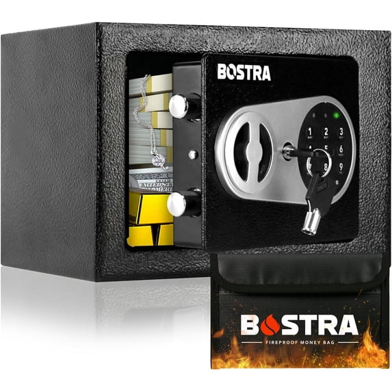 Fireproof Safe Box with Sensor Light & Fireproof Bag, Money Safe Box ...