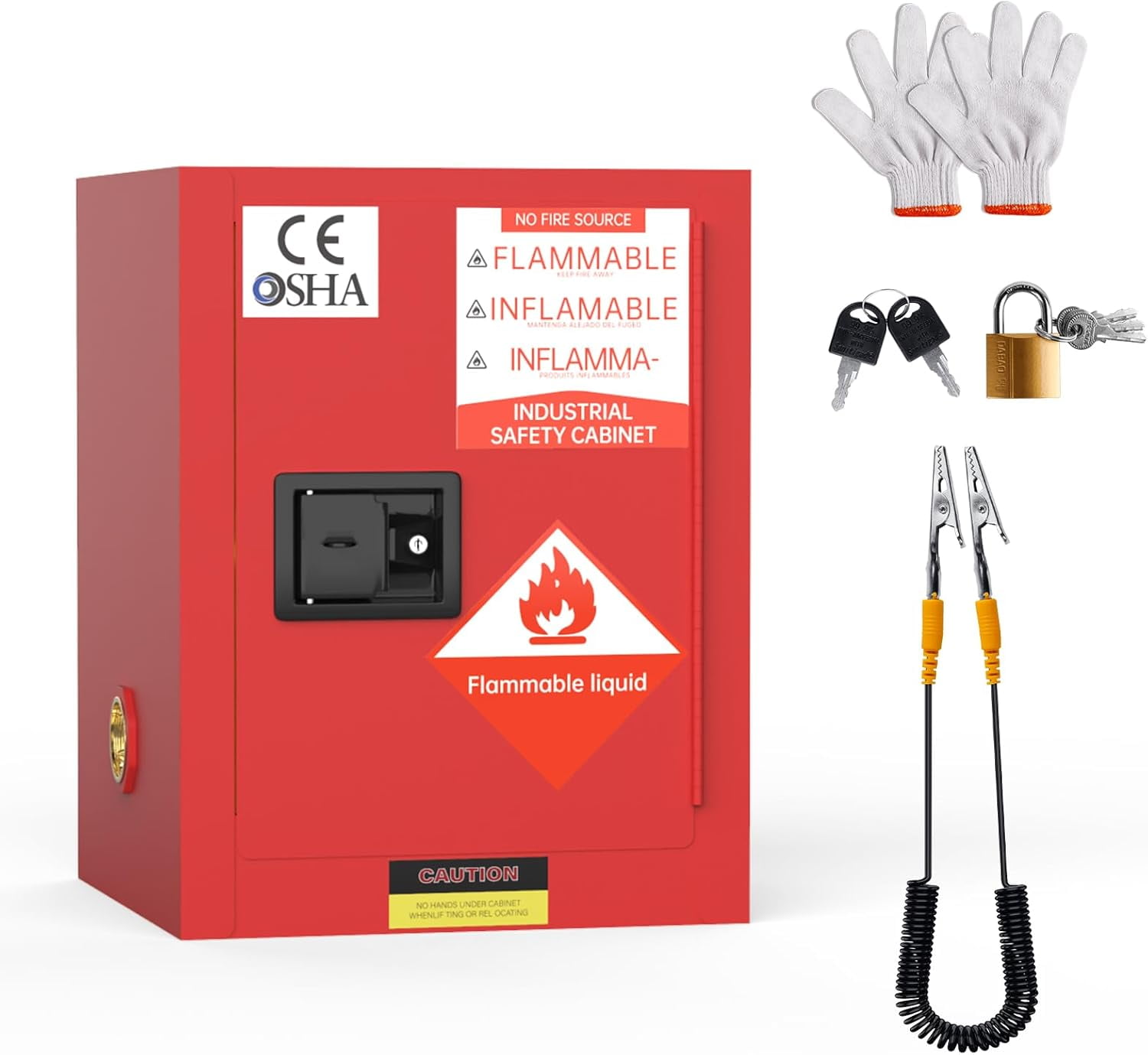 Fireproof Storage Cabinet 12 Gallon, 18" x 18" x 22" Galvanized Steel ...