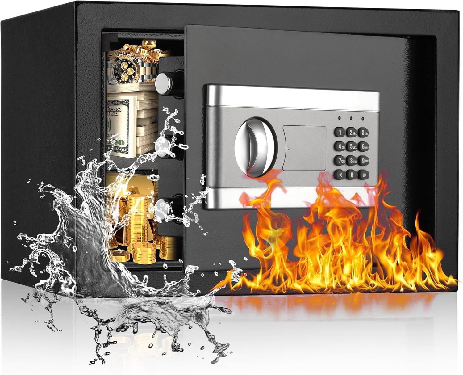 Fireproof Waterproof Safe Box 1 Cubic Feet with Electronic Keypad ...