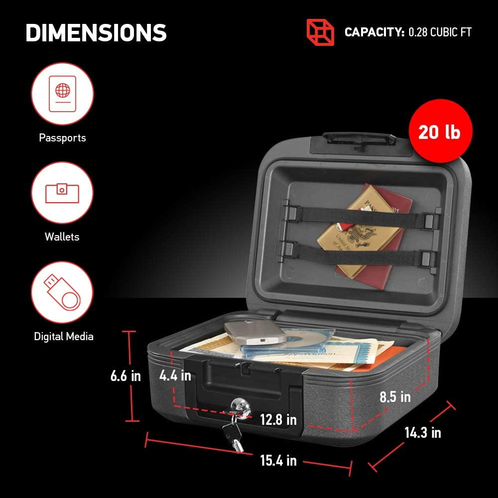 Fireproof and Waterproof Safe Box with Lock, Portable Chest for ...