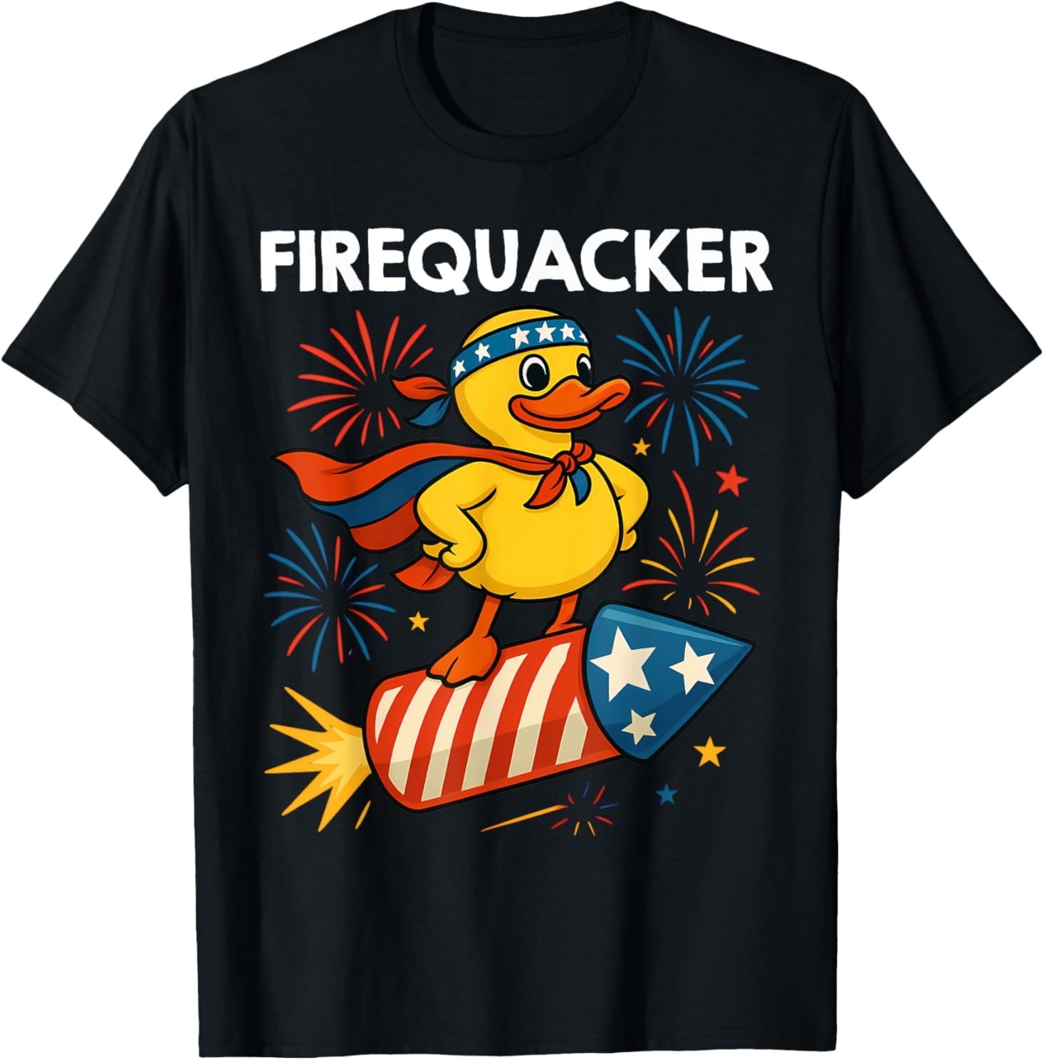 Firequacker Duck 4th of July Kids Shirt – Funny Patriotic USA Tee ...
