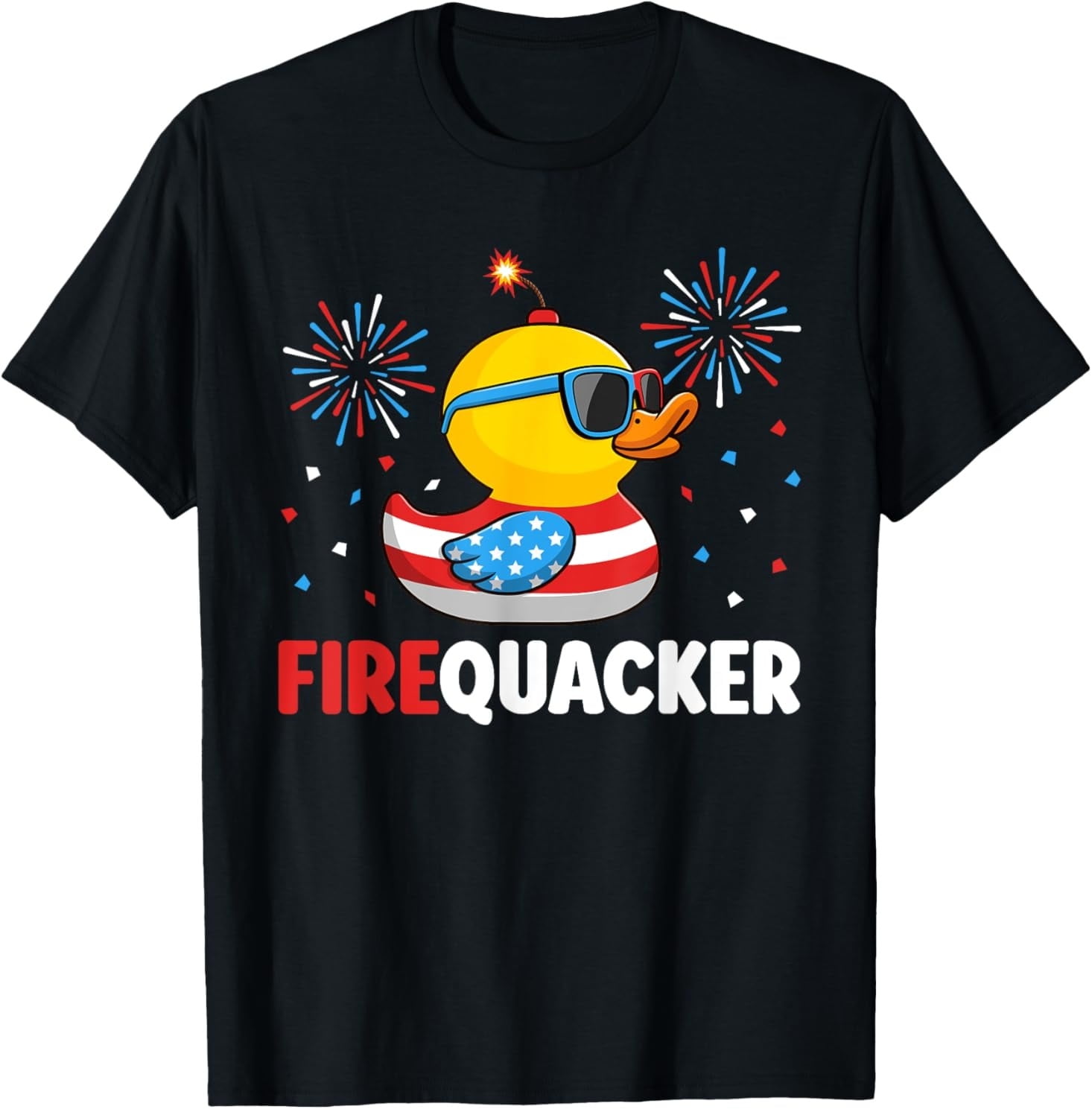 Firequacker Duck T-Shirt – Funny 4th of July Patriotic Independence Day ...