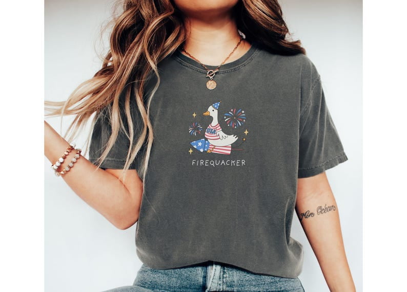 Firequacker Goose Shirt, Funny 4th of July Tee, Patriotic T-Shirt ...