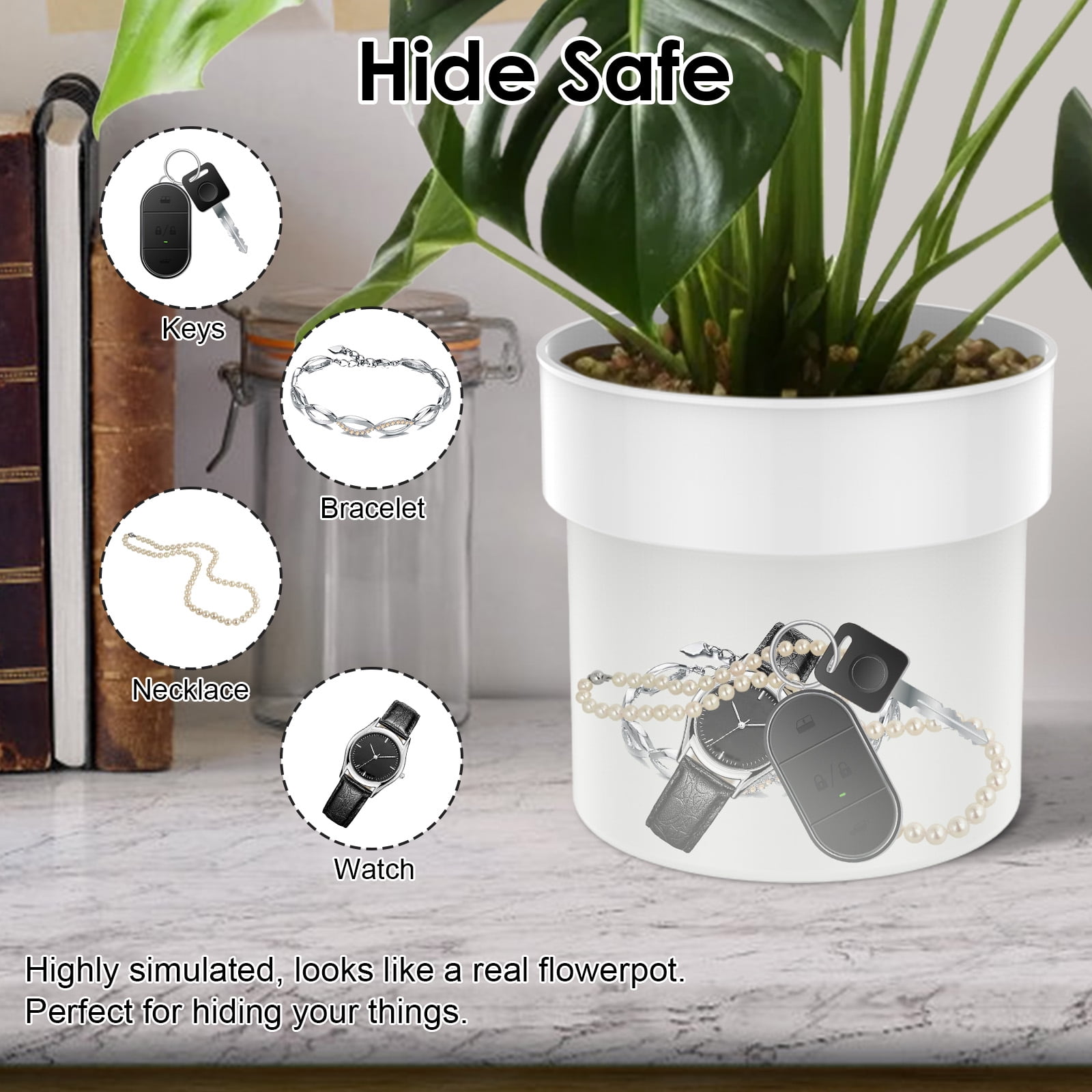 Fireresistant Waterproof Flower Pot Diversion Safe with Fireproof Money ...