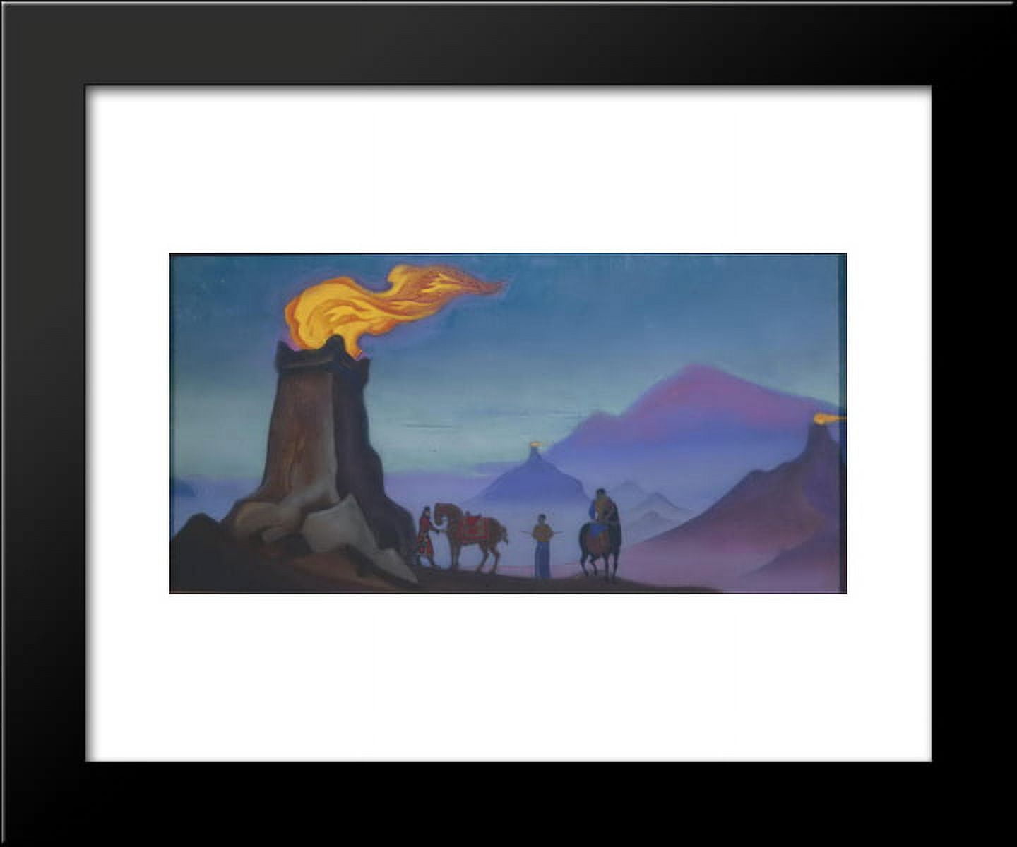 Fires of victory (Sentinel lights on the towers in Gobi) 20x24 Framed ...