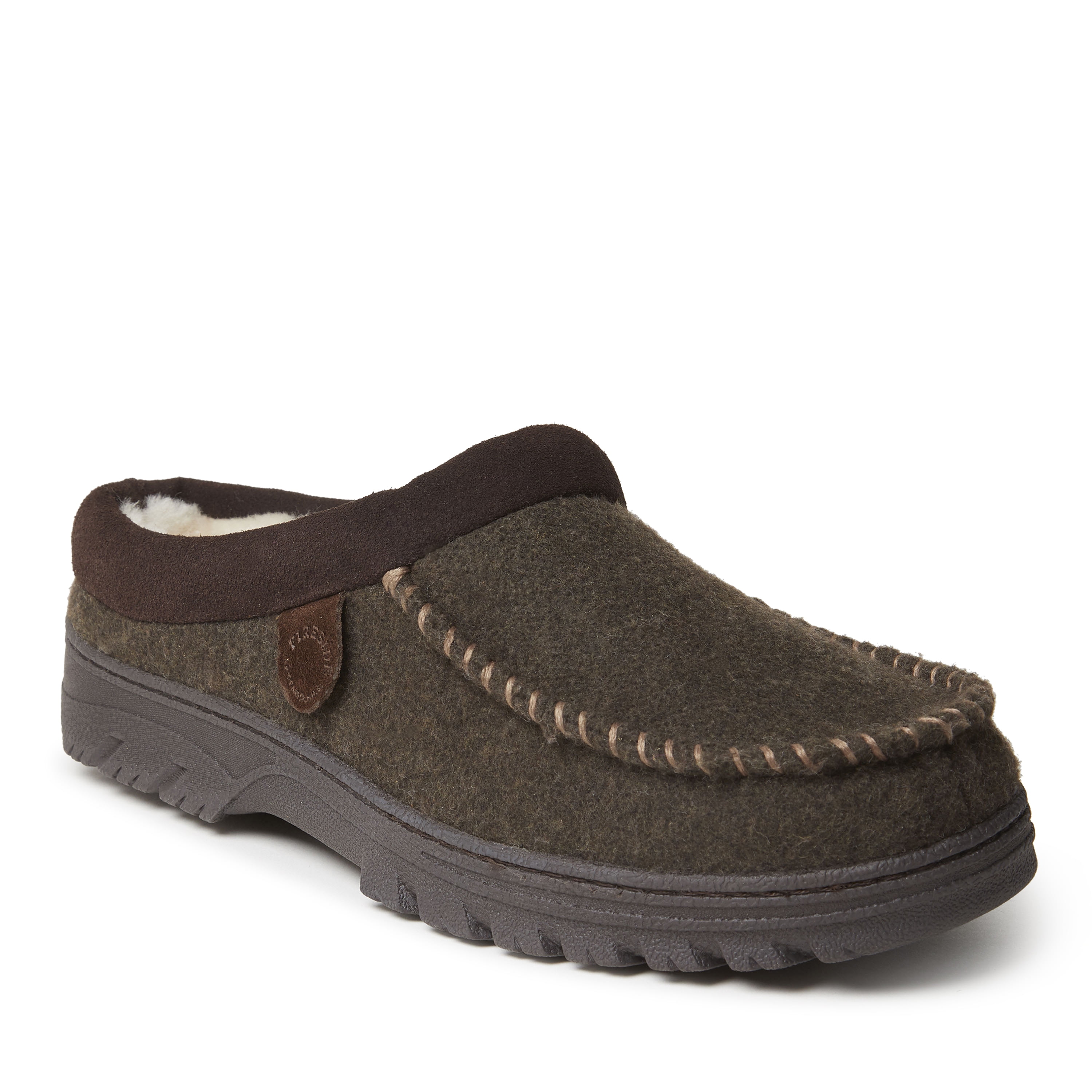 Fireside By Dearfoams Men's Lith Microwool and Genuine Shearling Moc ...