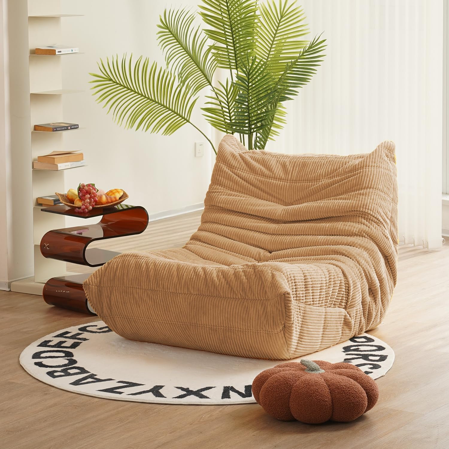 Fireside Chair, Mid Century Armless Floor Sofa, Soft Premium Corduroy ...