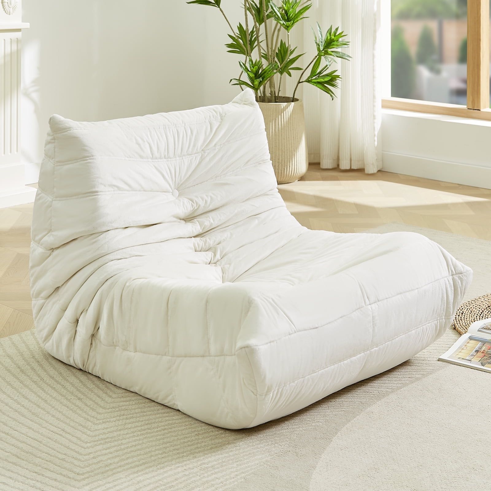 Lazy Sofa, Modern Fireside Chair for Living Room, 1-Seater Floor Couch ...