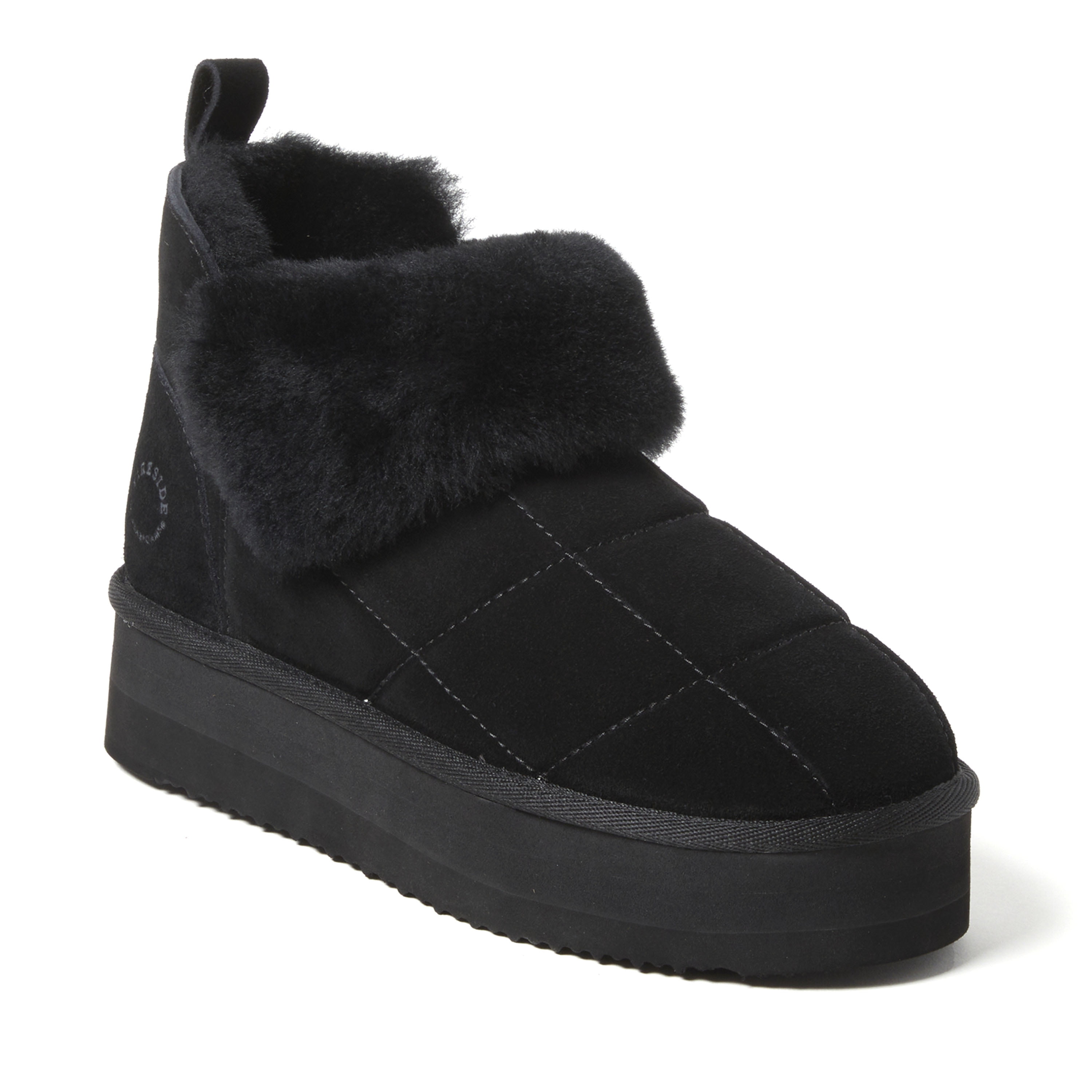 Fireside by Dearfoams Women's Bayswater Genuine Shearling Quilted ...