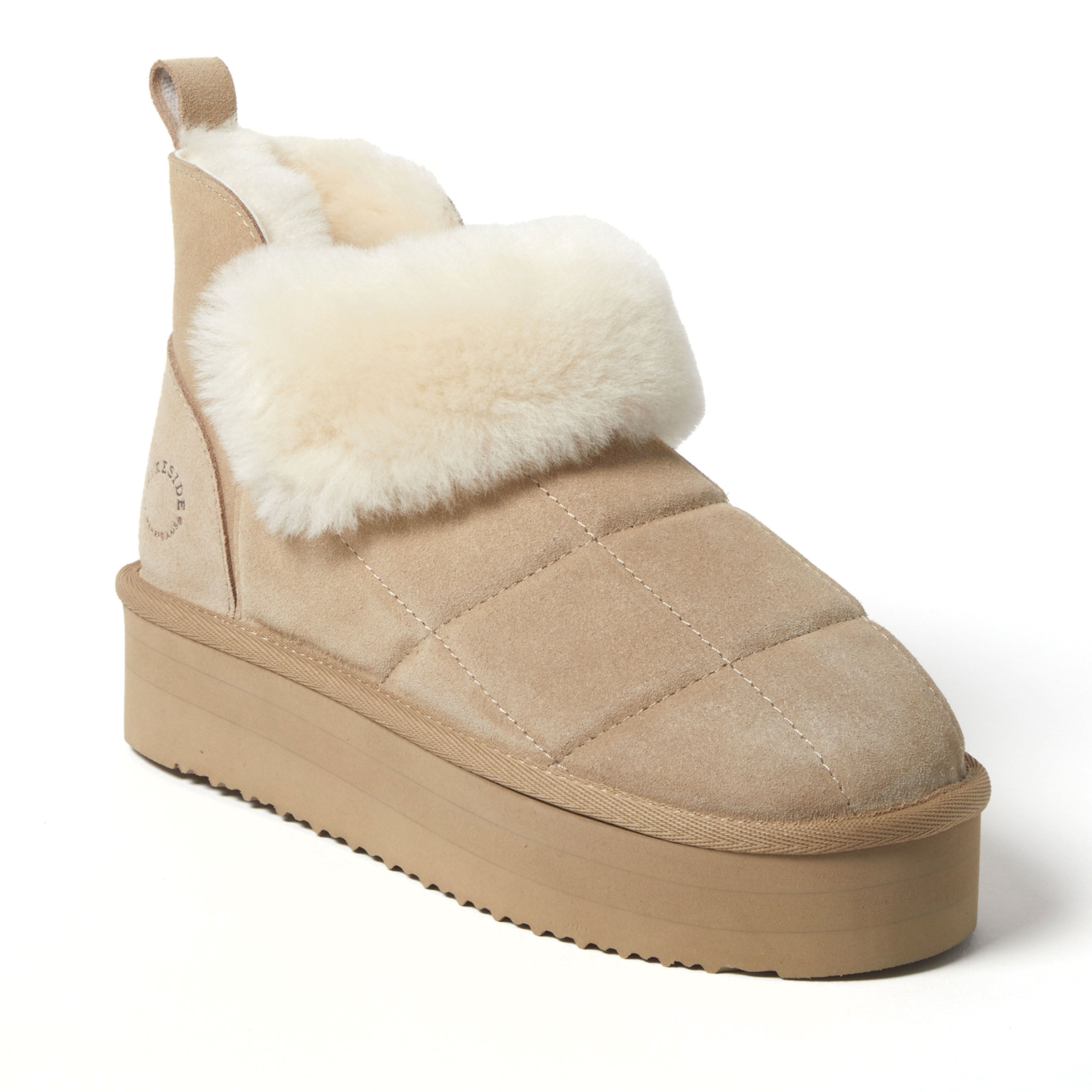Fireside by Dearfoams Women's Bayswater Genuine Shearling Quilted ...