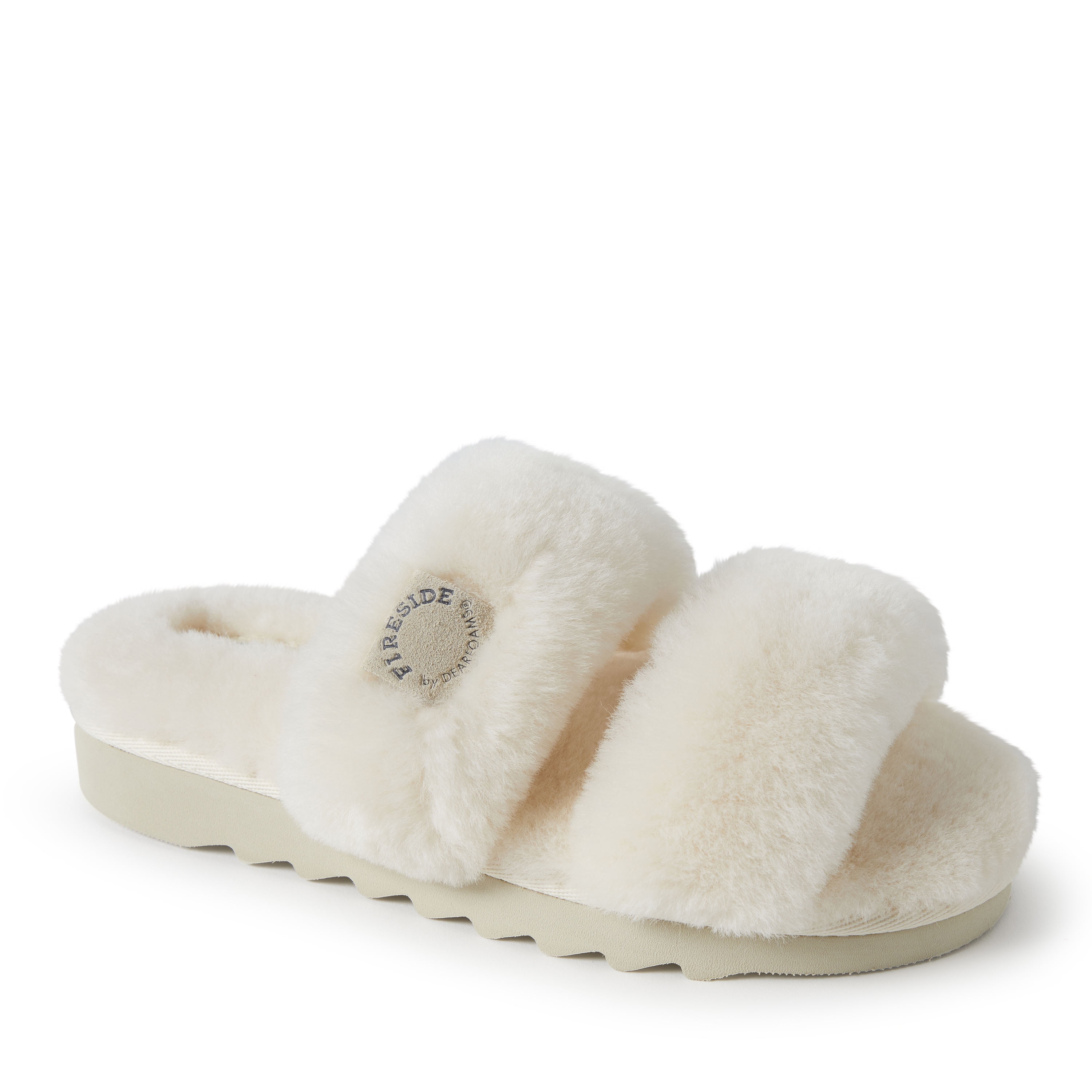 Dearfoams Women's Benalla Genuine Shearling Slide Slippers with Indoor ...
