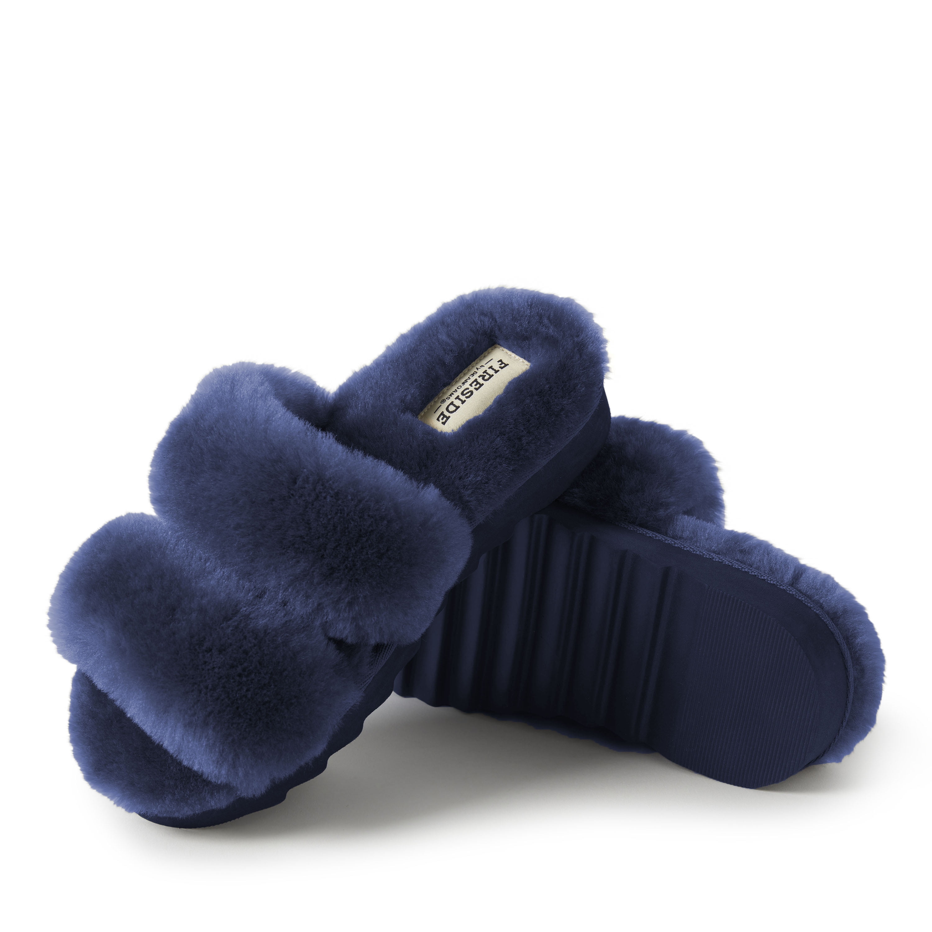 Fireside by Dearfoams Women's Benalla Genuine Shearling Double Band ...