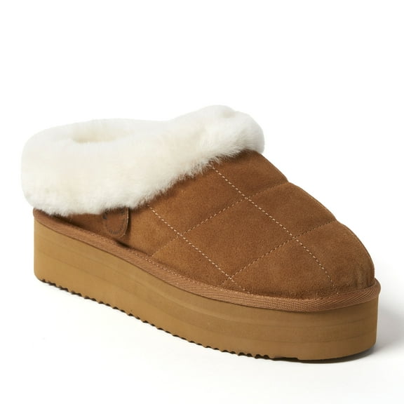 Fireside by Dearfoams Women's Greta Genuine Shearling Knit Clog Slipper ...