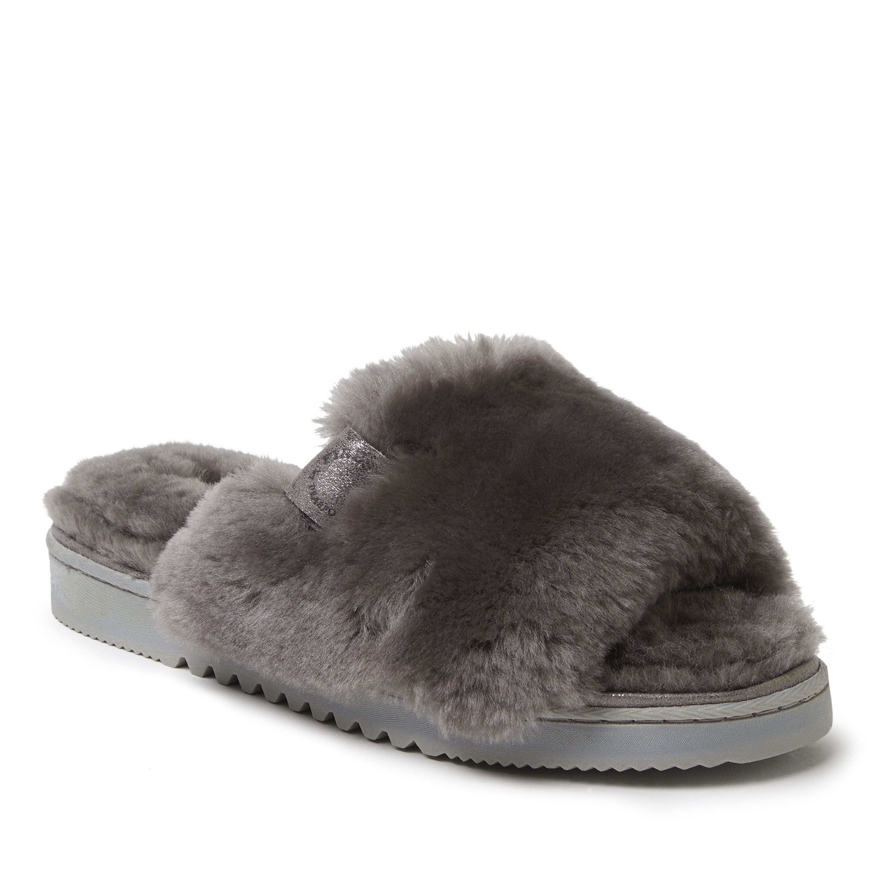 Fireside by Dearfoams Women's Cairns Genuine Shearling Fuzzy Slide ...