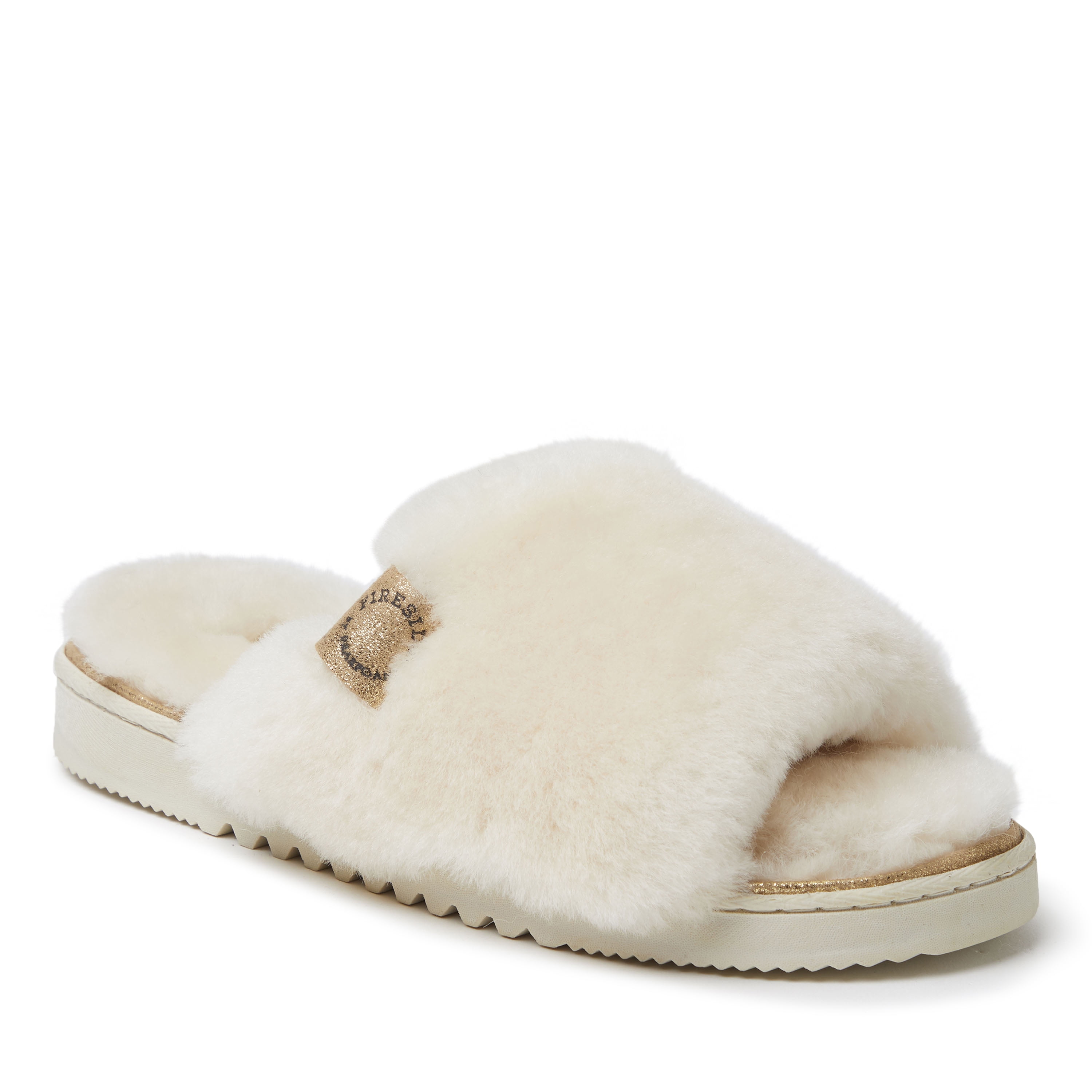 Fireside by Dearfoams Women's Cairns Genuine Shearling Fuzzy Slide ...