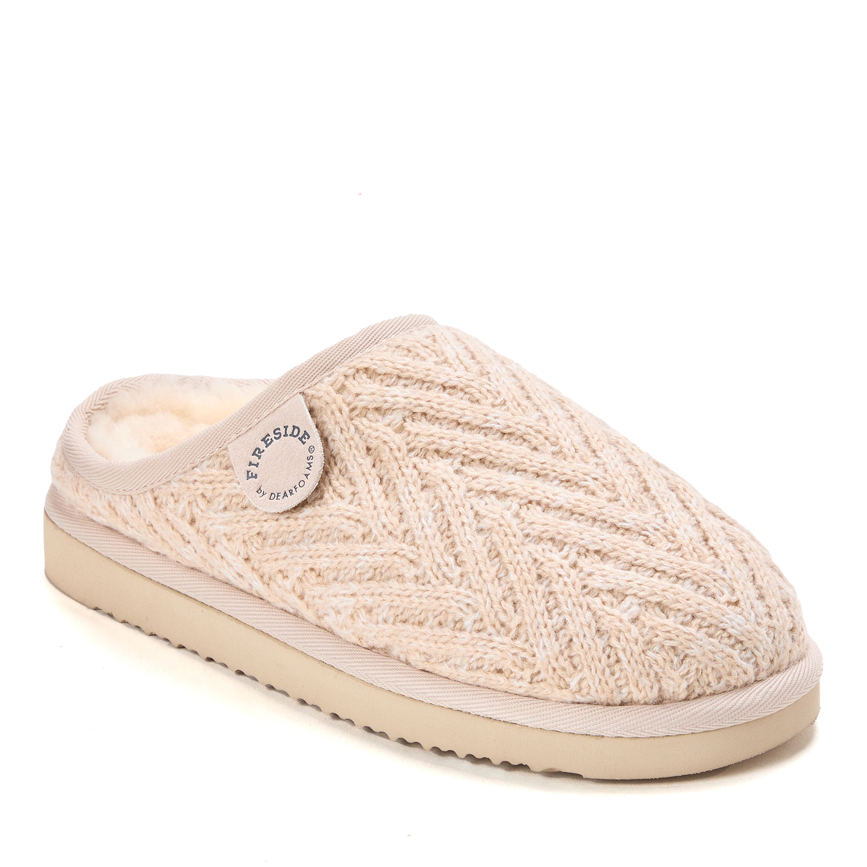 Fireside by Dearfoams Women's Greta Genuine Shearling Knit Clog Slipper ...
