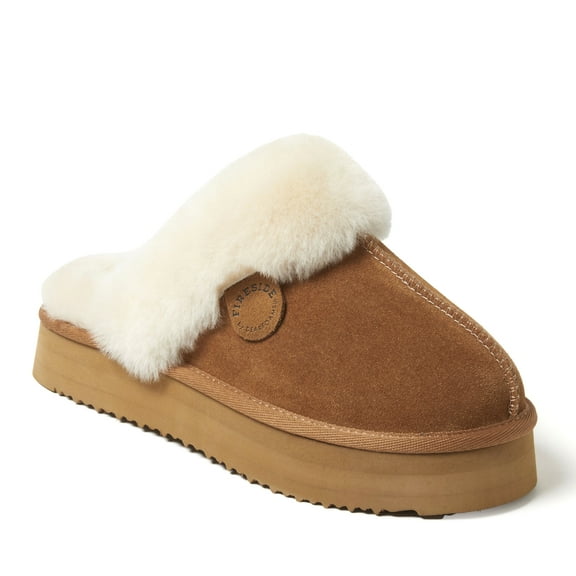 Fireside by Dearfoams Women's Greta Genuine Shearling Knit Clog Slipper ...