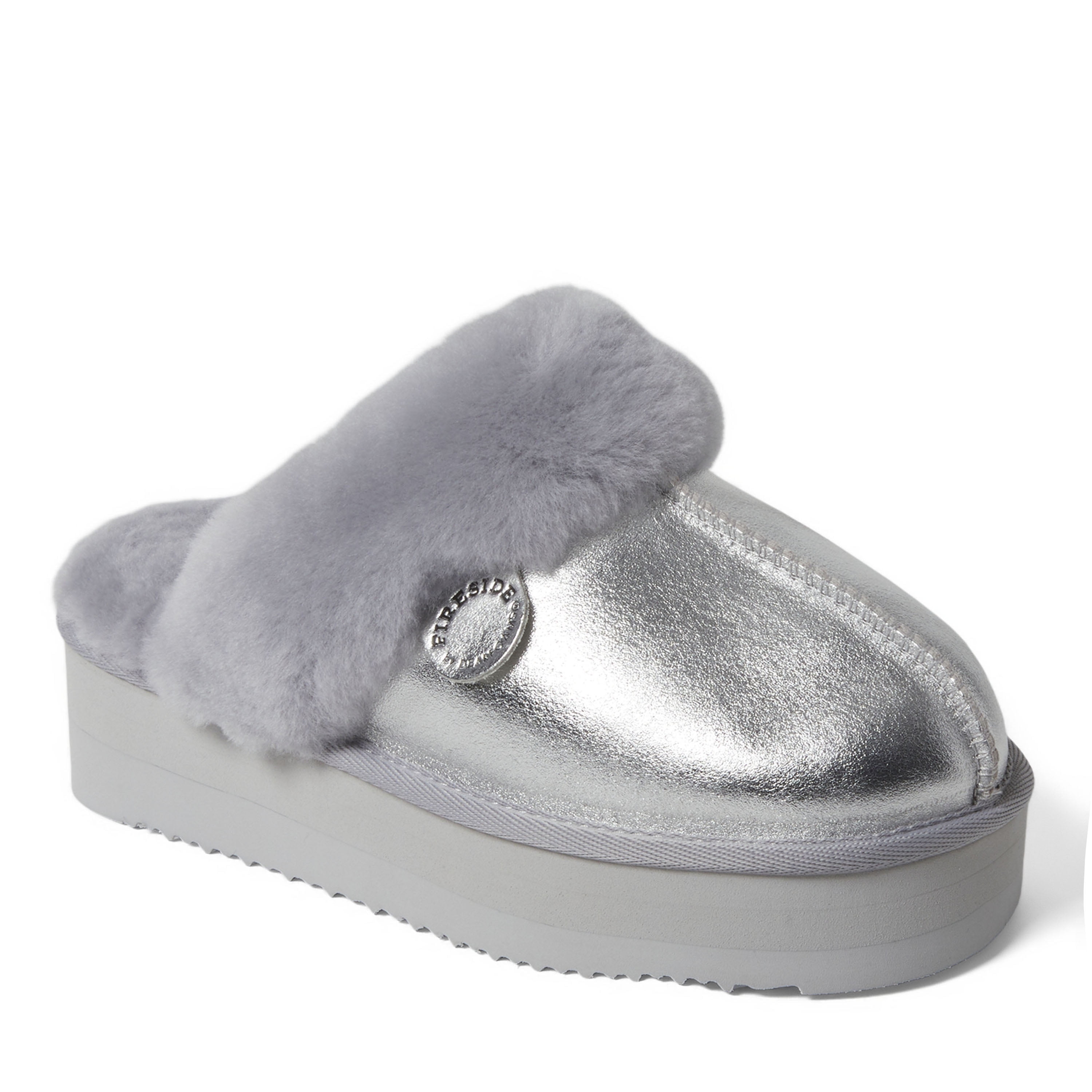 Fireside by Dearfoams Women's Melton Genuine Shearling Platform Scuff ...