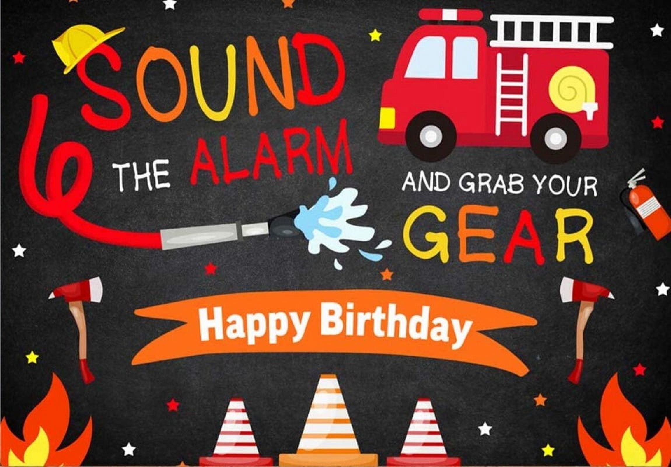 Firetruck Birthday Fireman Fire Truck Firefighter Background Photo ...