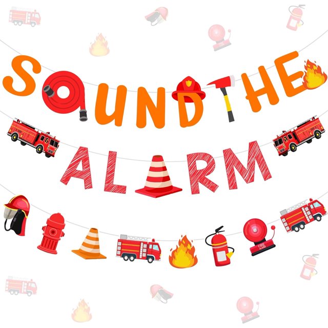 Firetruck Birthday Party Decorations Banner Sound The Alarm Banner ...