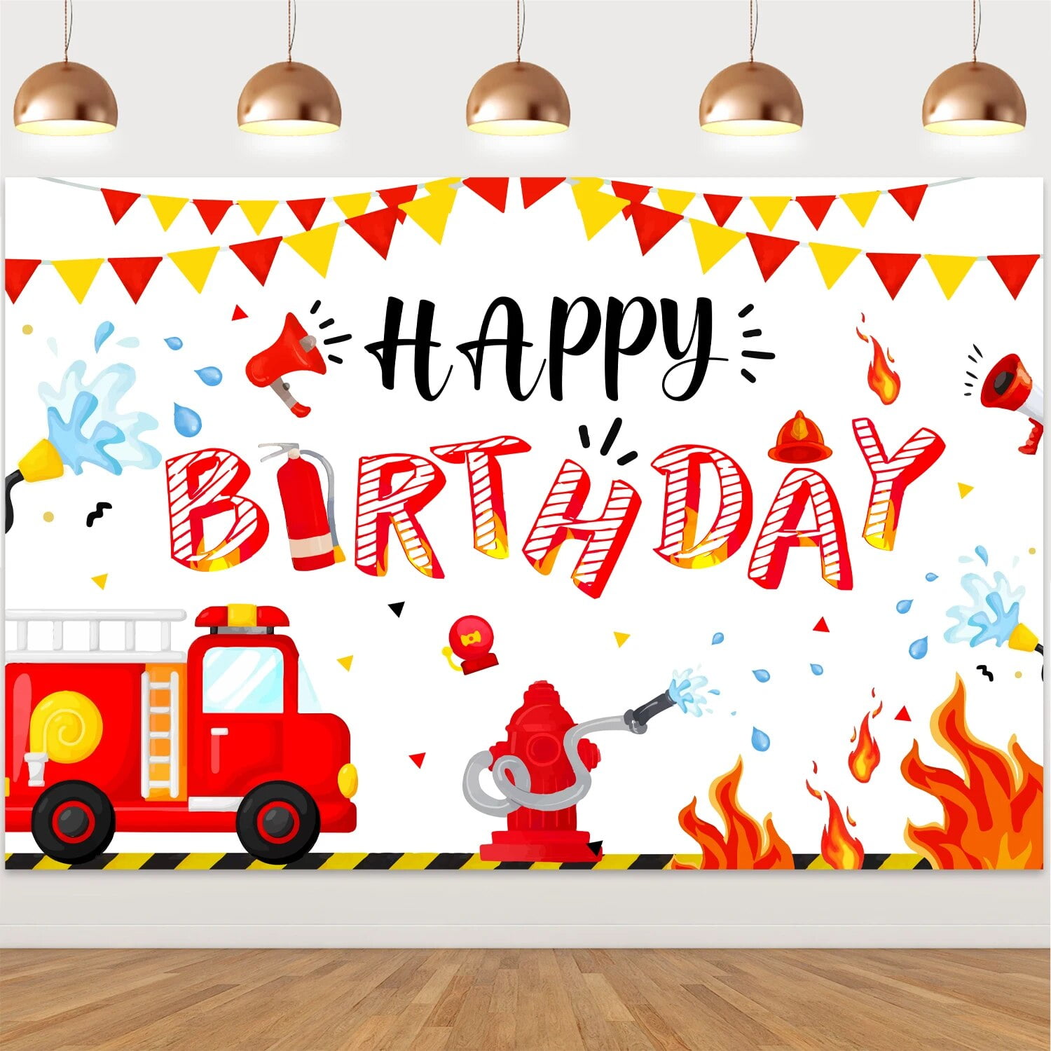 Firetruck Birthday Party Photography Background Fireman Fire Boy ...