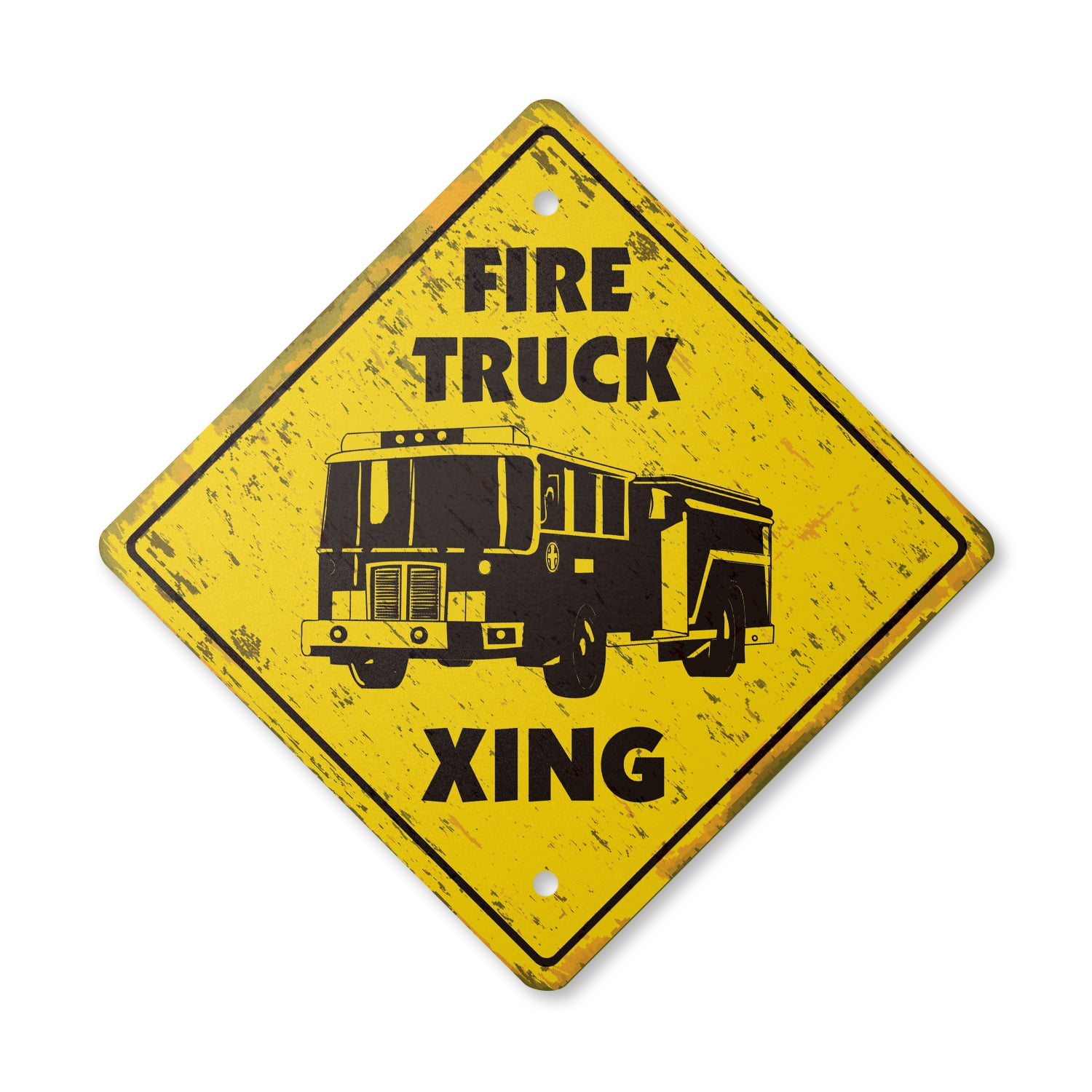 Firetruck Vintage Crossing Sign Zone Xing | Indoor/Outdoor Plastic | 20 ...