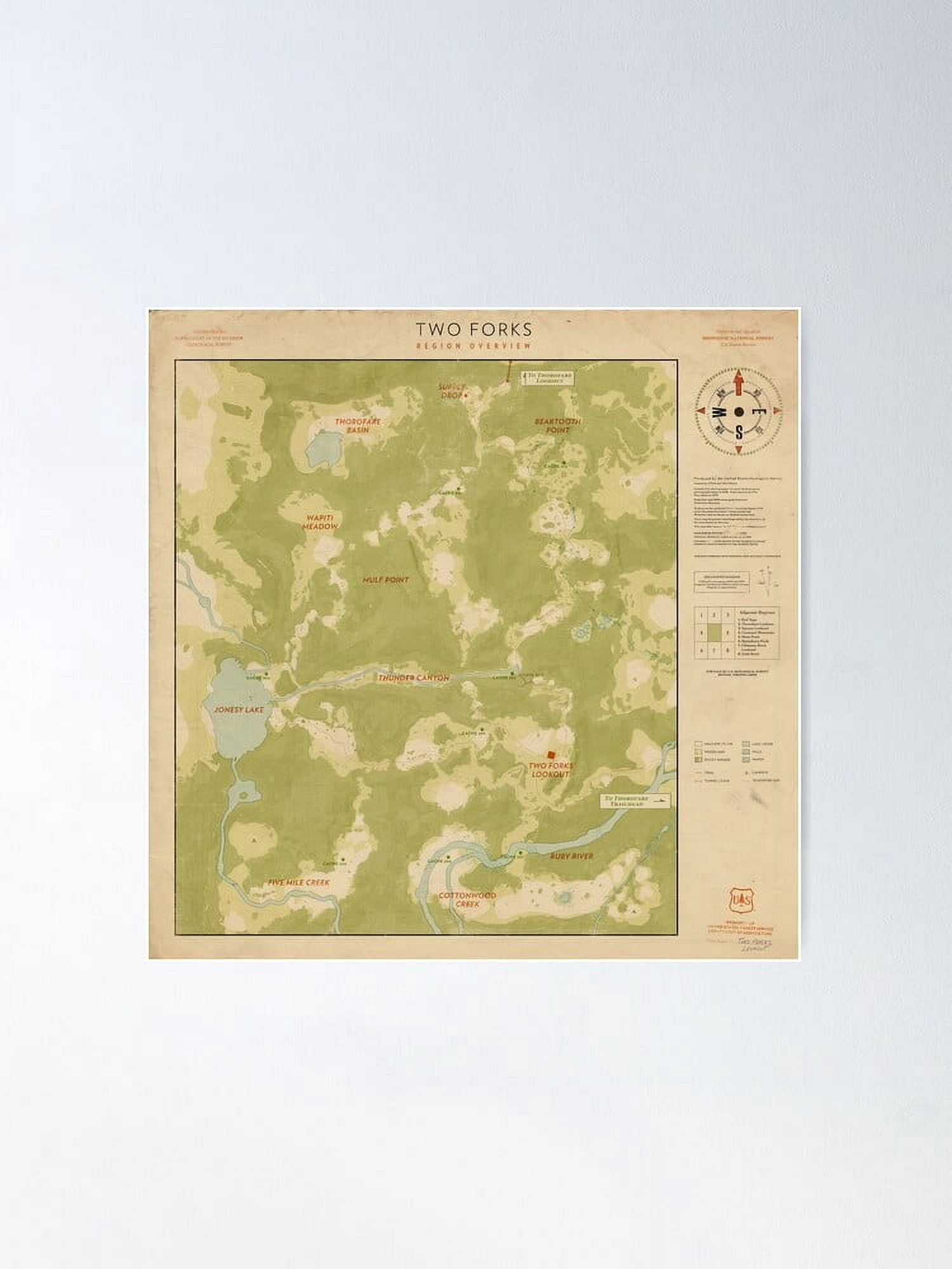 Firewatch Map Textured Poster - Walmart.com