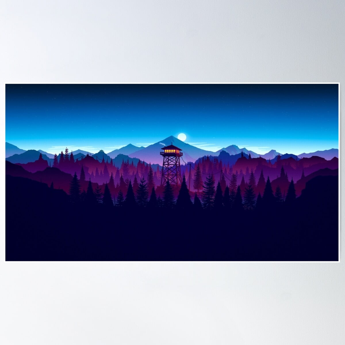 Firewatch Nighttime Art Design - 4K Poster Wall Art, Modern Wall Decor ...