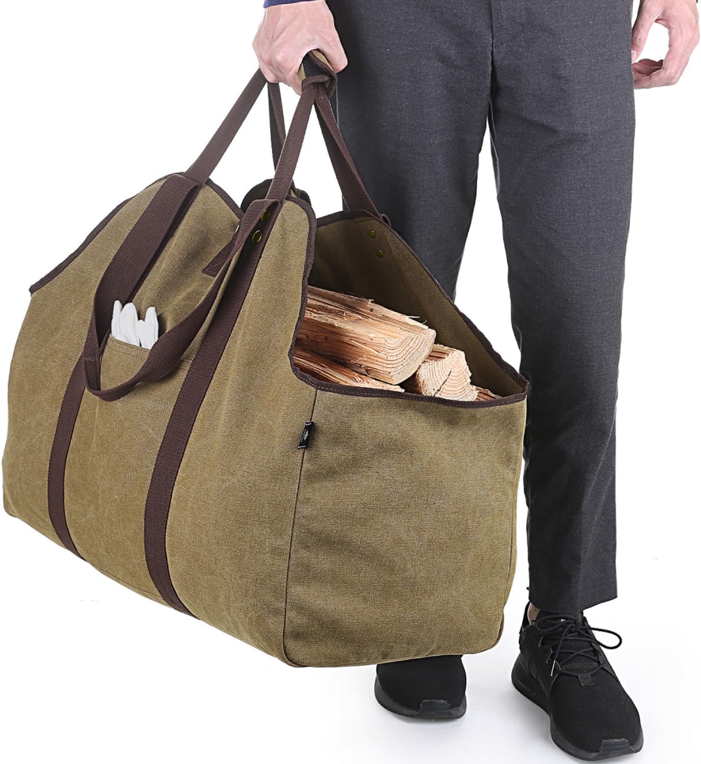 Firewood Carrier Bag Waxed Canvas Waterproof Extra Large Log Carrier ...