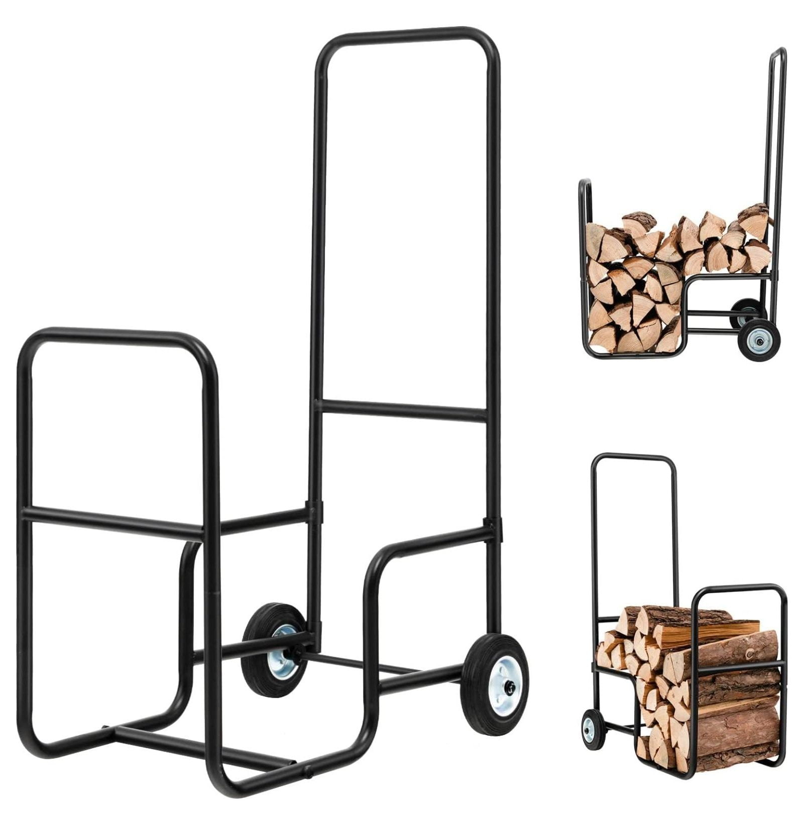 Firewood Cart Rolling Firewood Log with Durable Rubber Wheels, Labour ...