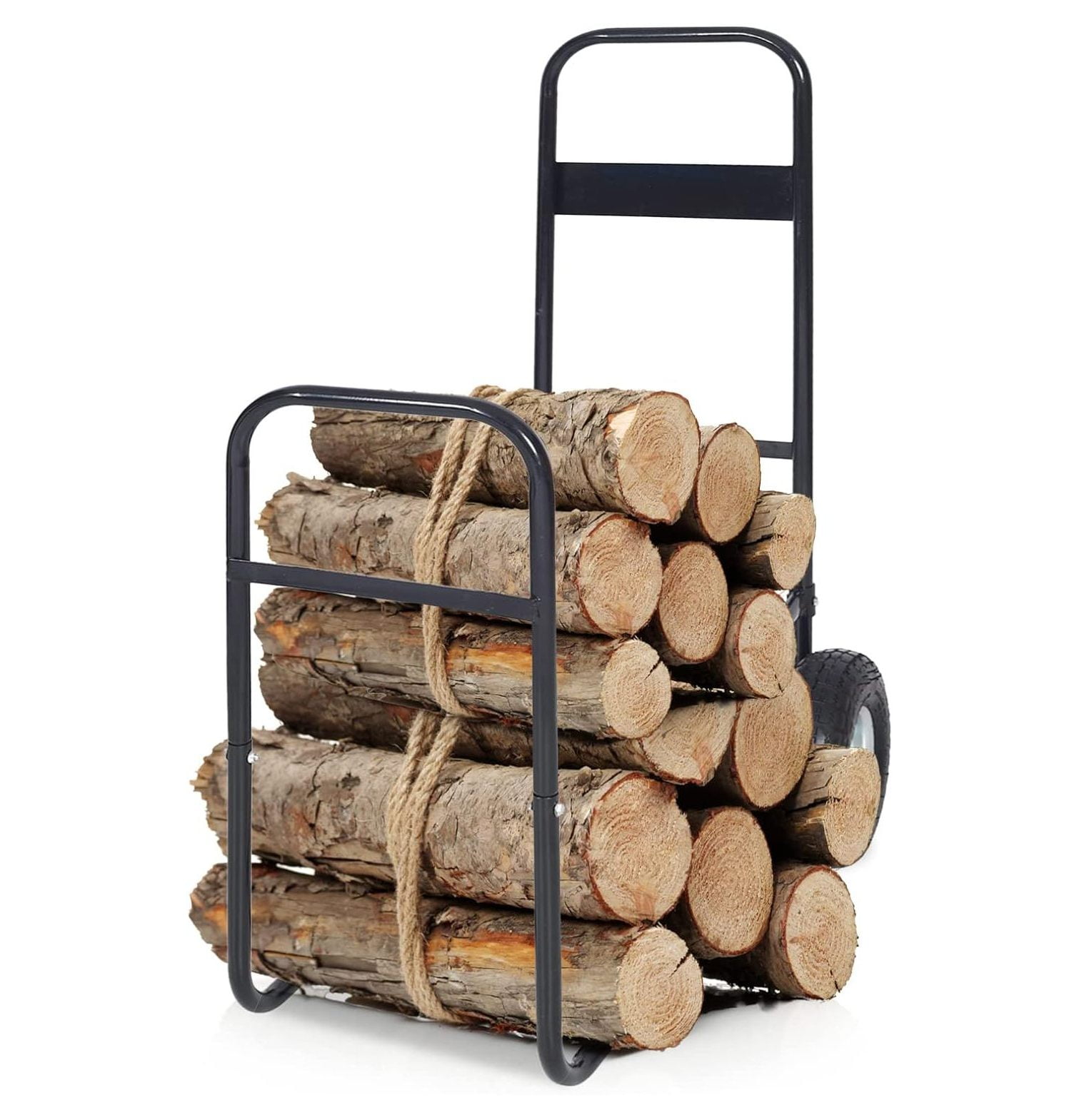 Firewood Cart Wood Hauler Fireplace Log Carrier Mover Outdoor Indoor ...