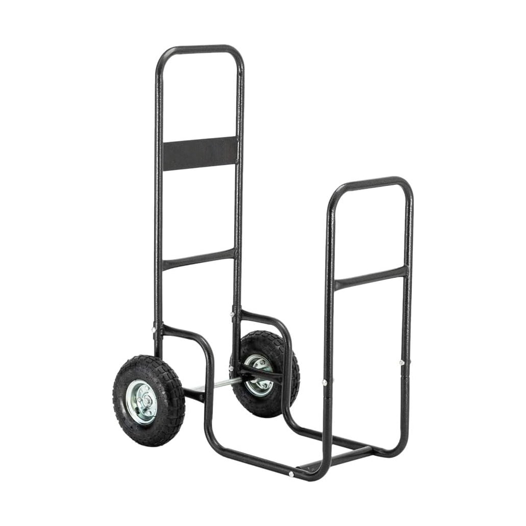 Firewood Cart with Large Wheels, Fireplace Log Rolling Caddy Hauler ...