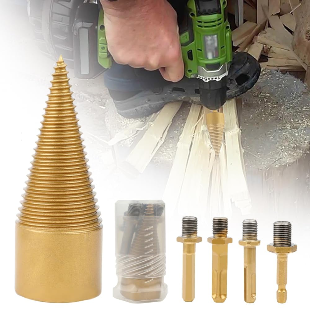 Wood Splitting Cone 6-Piece Wood Splitter Drill Bit Set – 32mm & 42mm ...