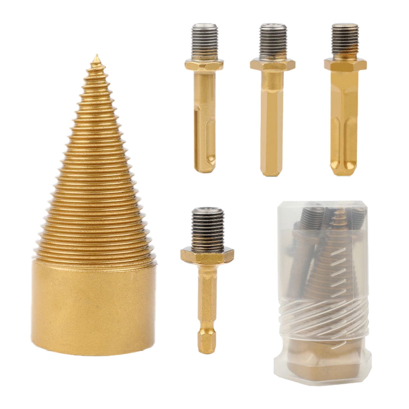 Firewood Drill Bit Set With 4 Handles Detachable Fire Wood Splitter ...