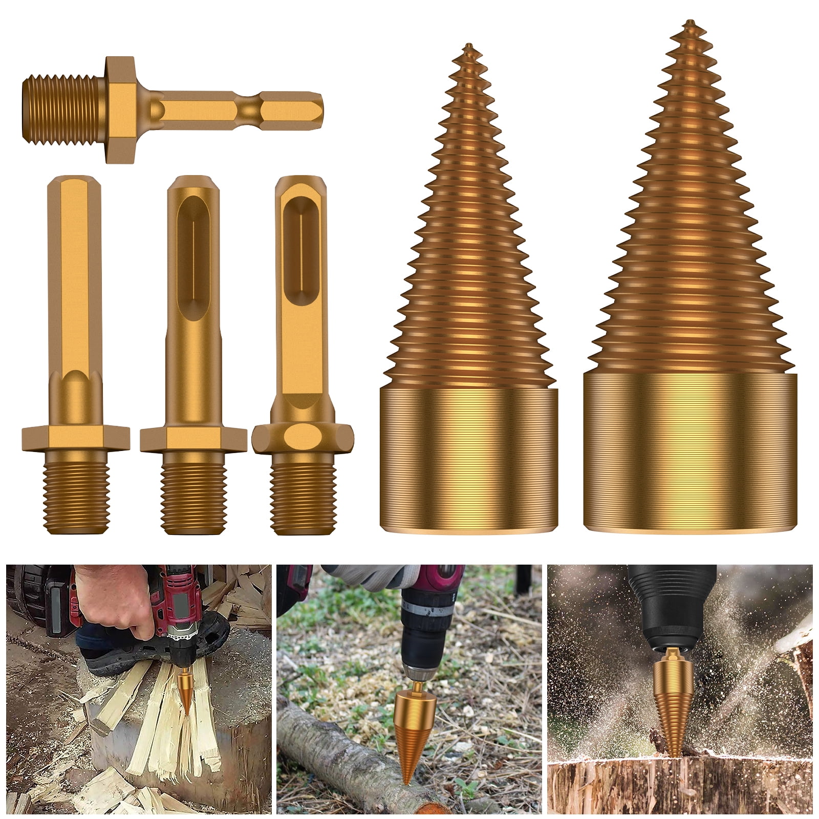 Firewood Drill Bit Set Solid Anti Slip Firewood Log Splitter Drill Bit ...