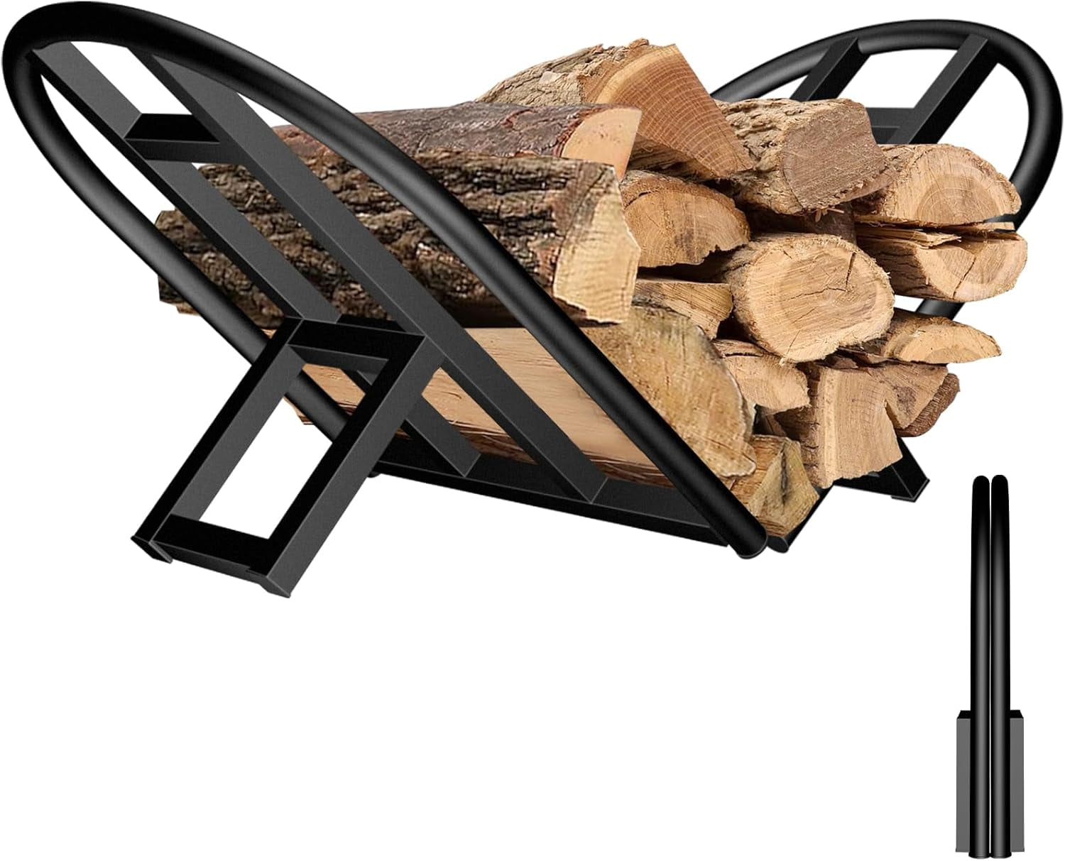 Firewood Holder - Indoor/Outdoor, Portable Metal Log Rack for Fireplace ...