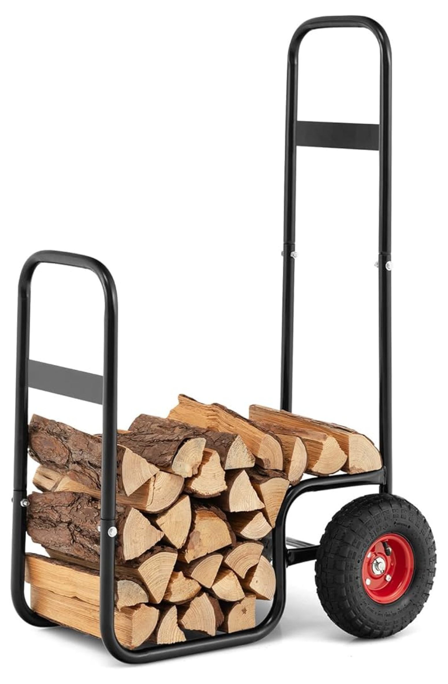 Firewood Log Cart , 26" Fire Wood Moving Carts with Large Rubber Wheels ...