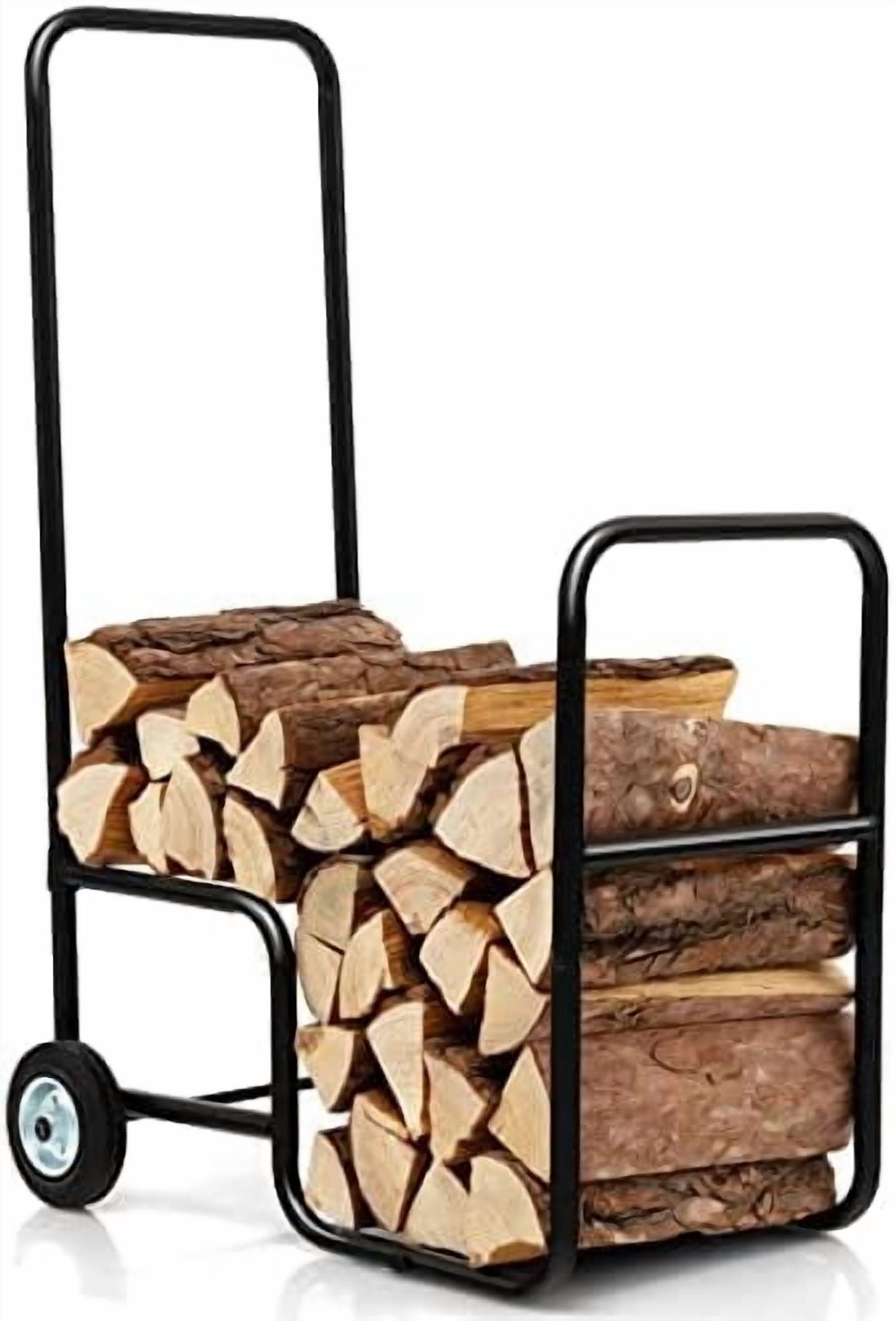 Firewood Log Cart Carrier, 22” Fire Wood Moving Carts w/Handles ...