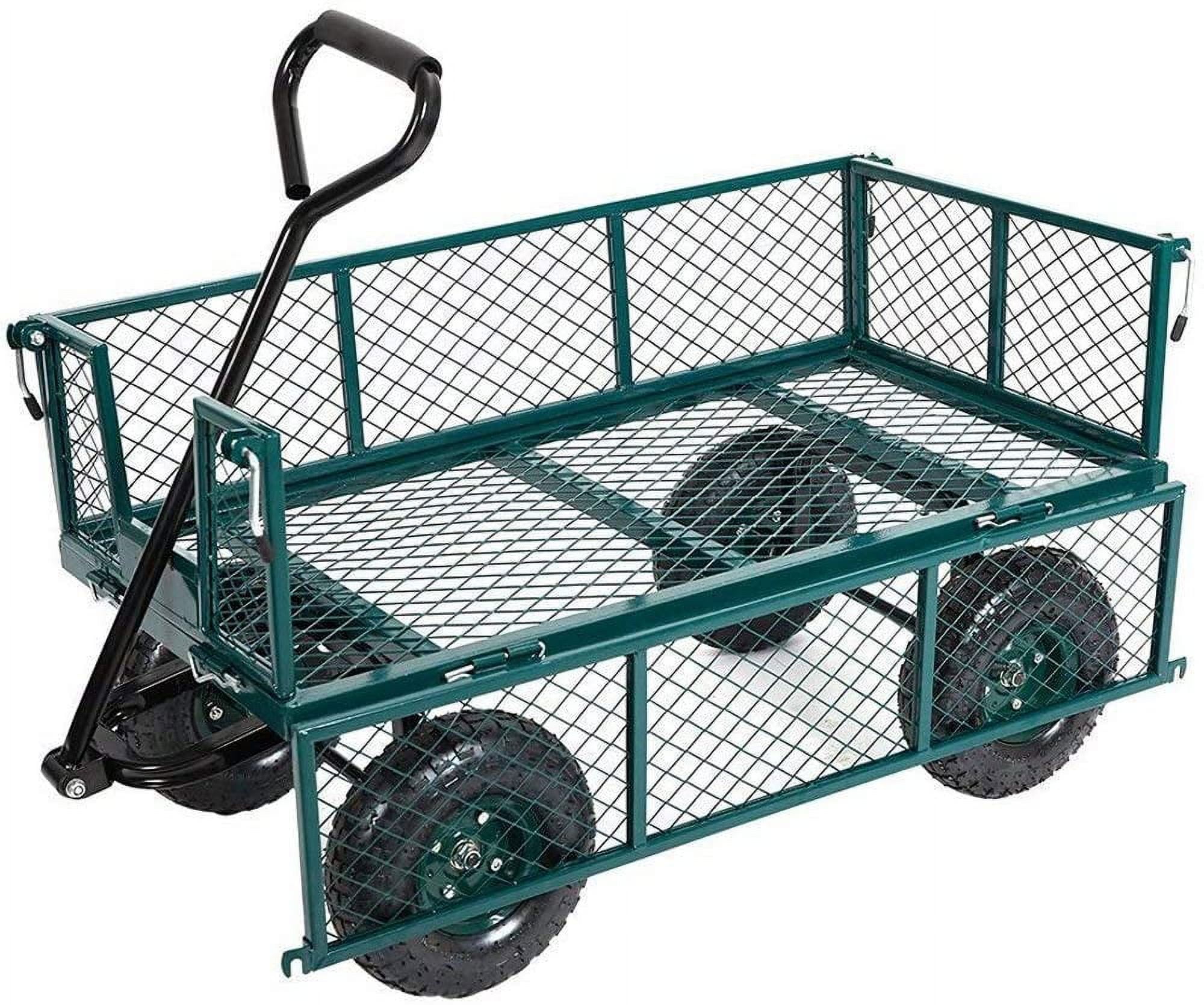 Firewood Log Cart Carrier, Outdoor and Indoor Green-Coated Steel Wood ...