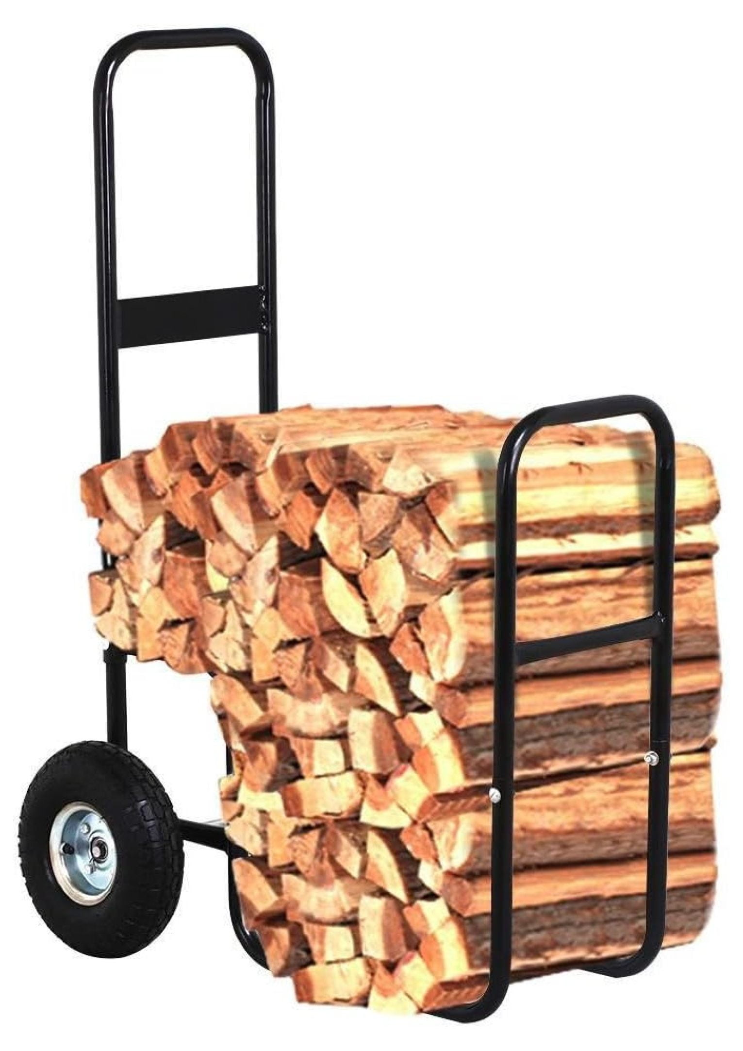 Firewood Log Cart Wood Rack Storage Mover Outdoor Indoor, Firewood Cart ...