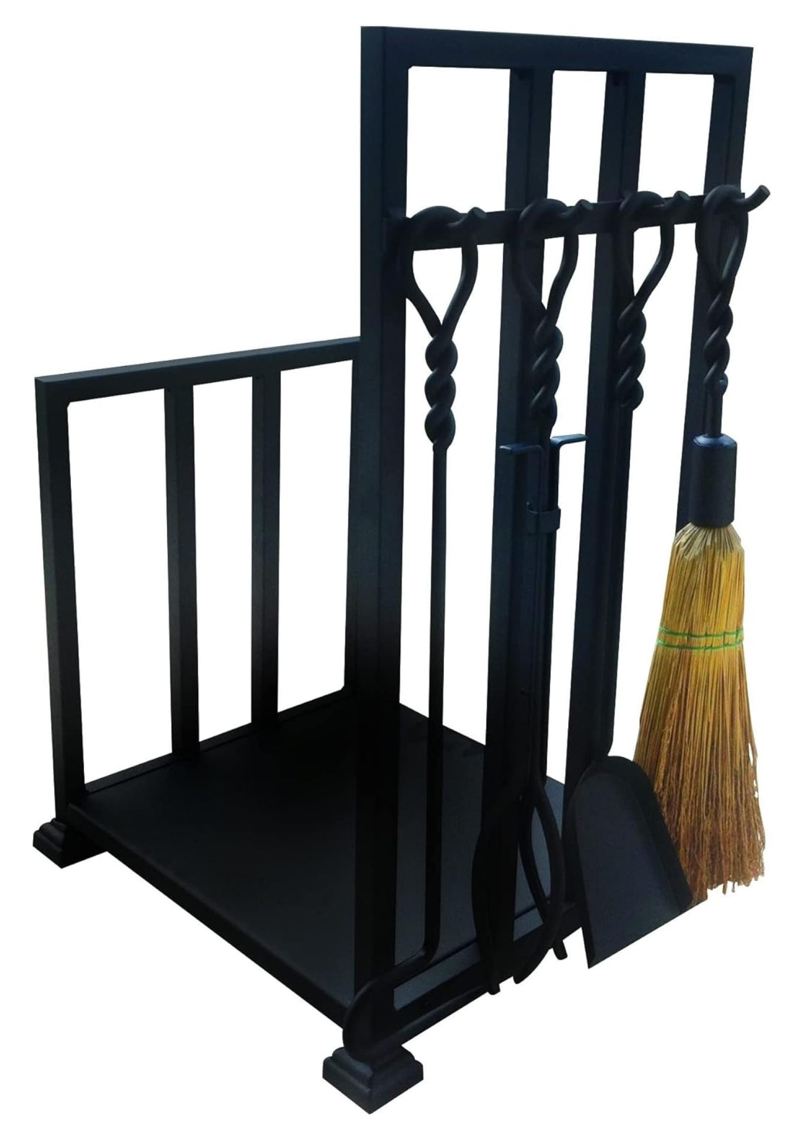 Firewood Log Holder Set with Tools - 30 Inch Black Wrought Iron ...