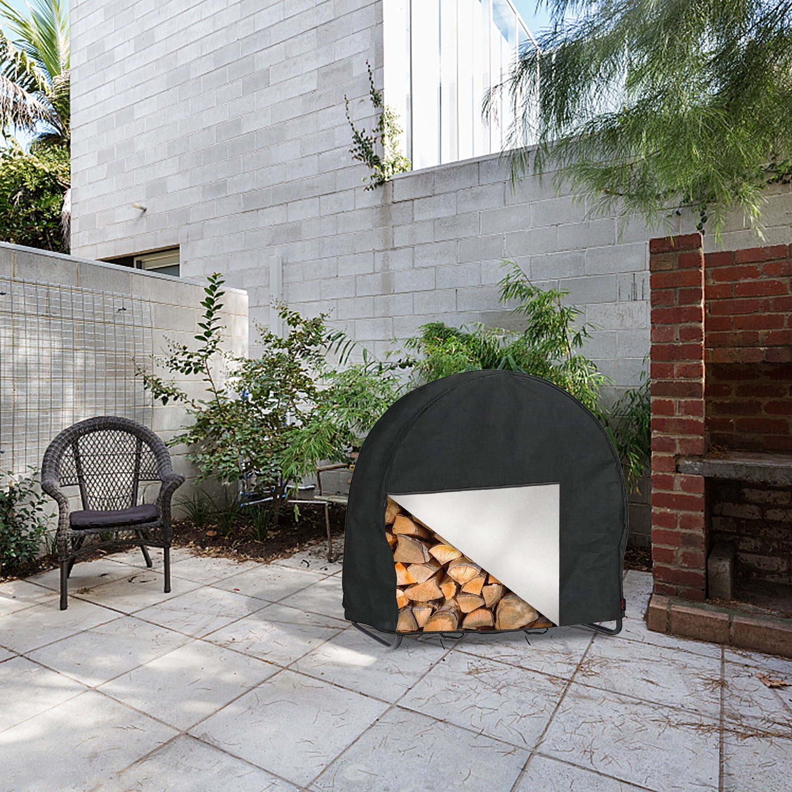 Firewood Log Hoop Cover, Outdoor Heavy Duty Oxford And Weather Patio ...